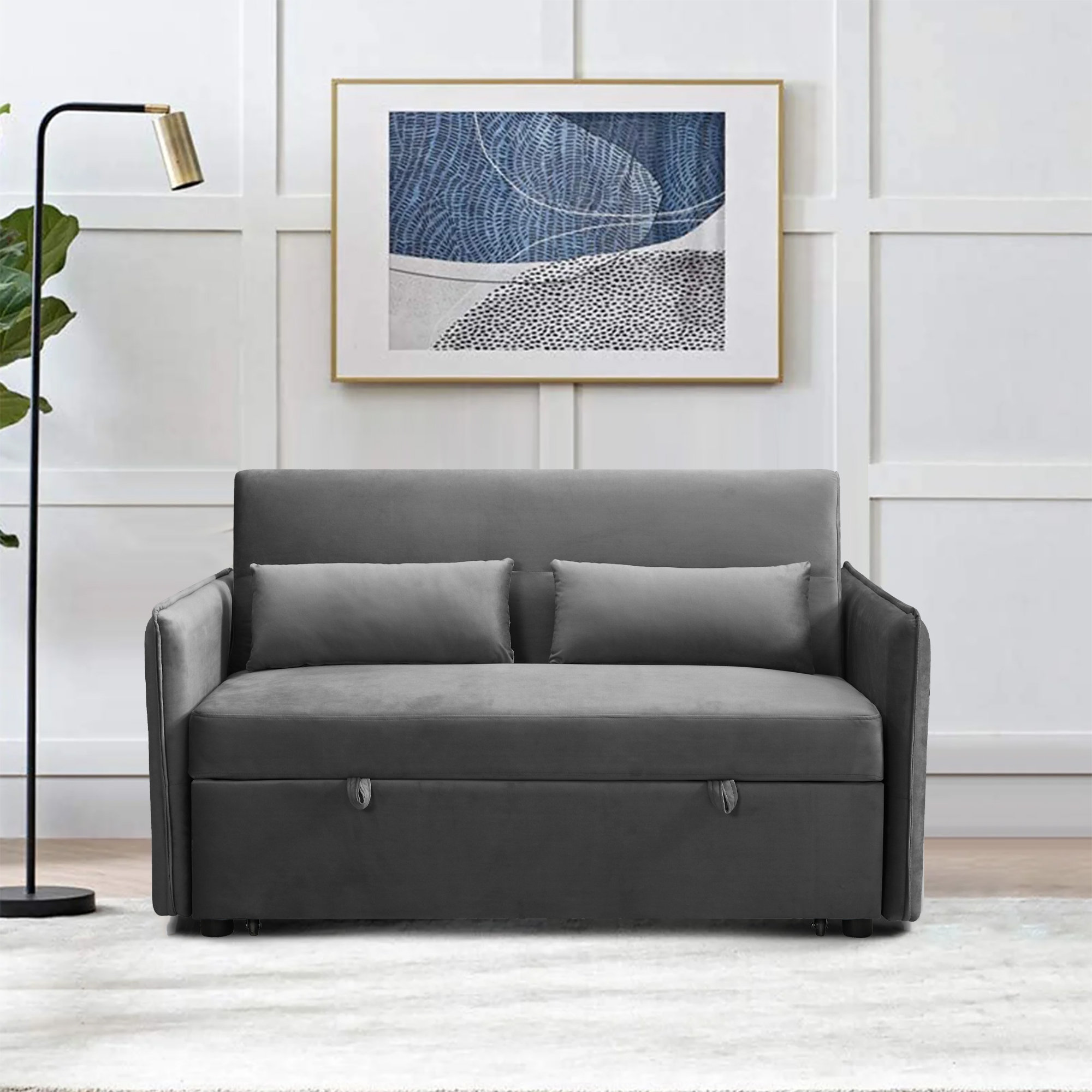 Everly Quinn 57'' Square Arm Sofa Bed, convertible sofa, couch | Wayfair