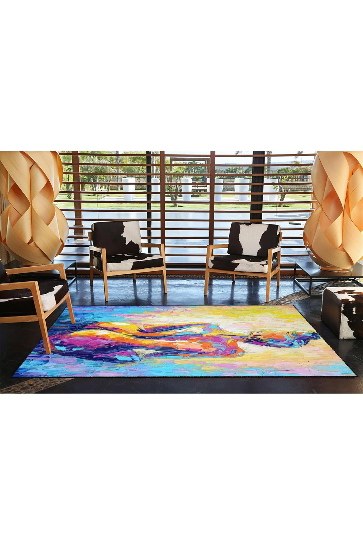 Hokku Designs Rey Collection Modern Low-Dust Rug | Wayfair