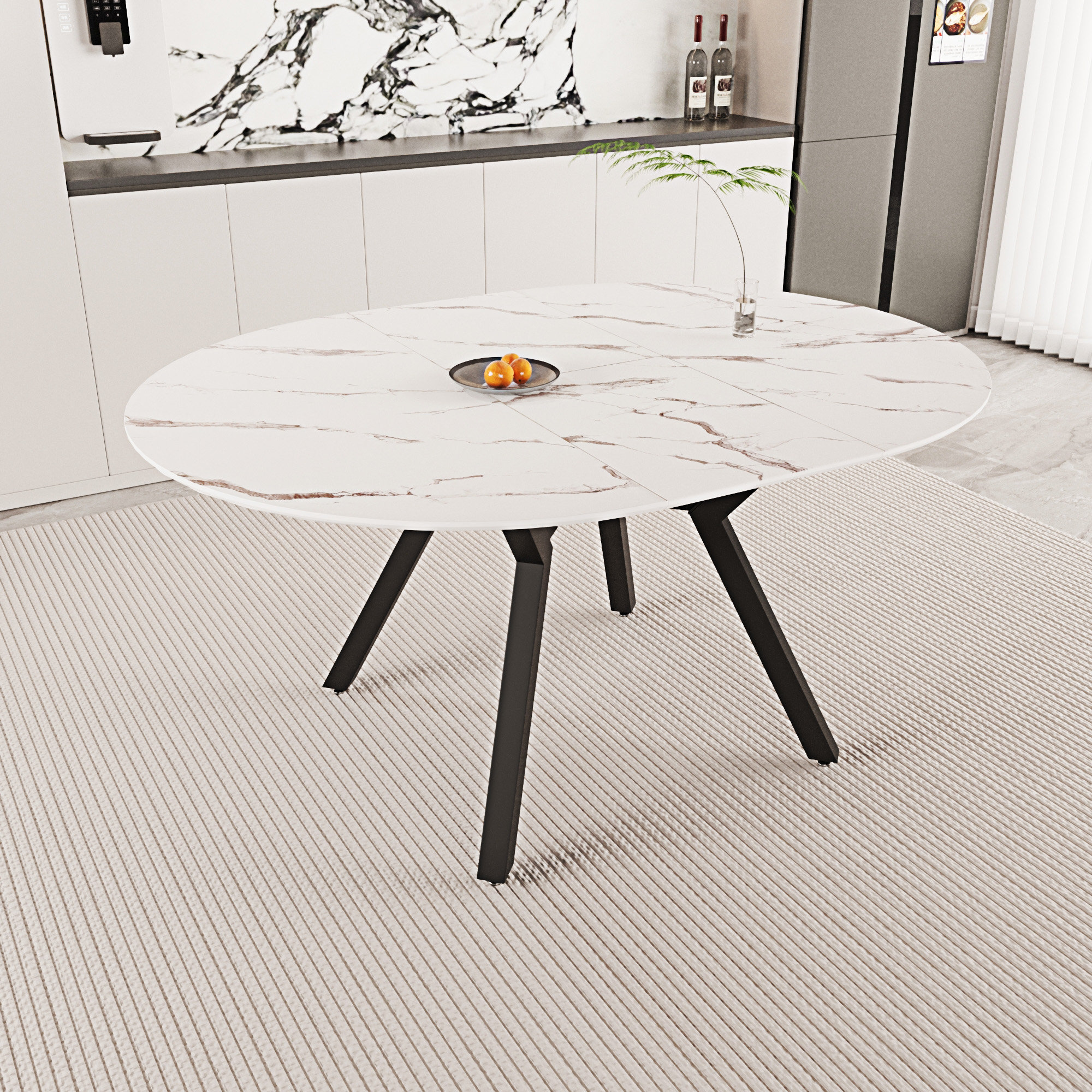 Ivy Bronx 47-63 " Extendable White Circular Dining Table (Only Tables ...