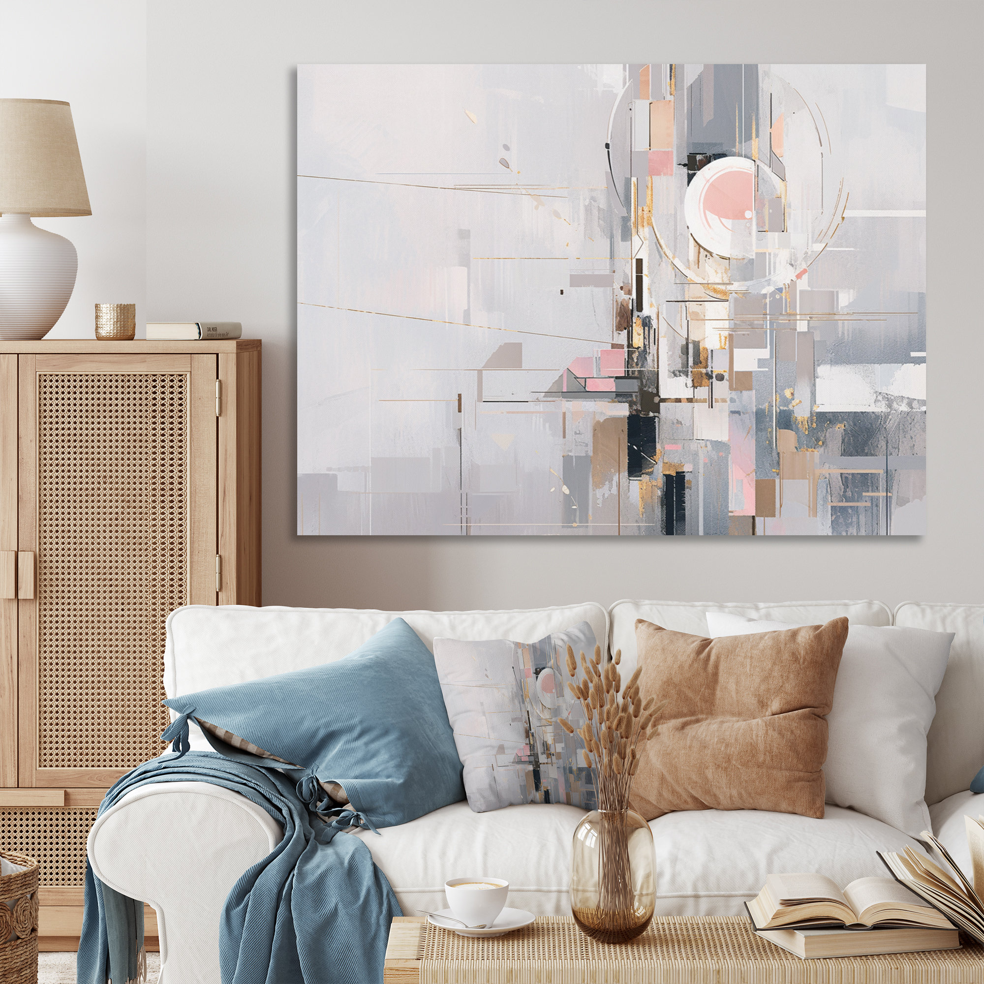 Ivy Bronx Pink And Grey Mosaic Echoes I On Canvas Print | Wayfair