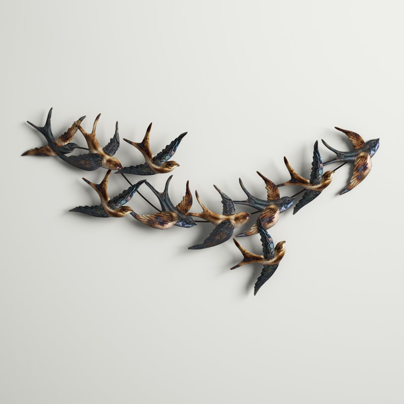 Red Barrel Studio® Metal Flying Flock Of Bird Blue Wall Decor & Reviews ...