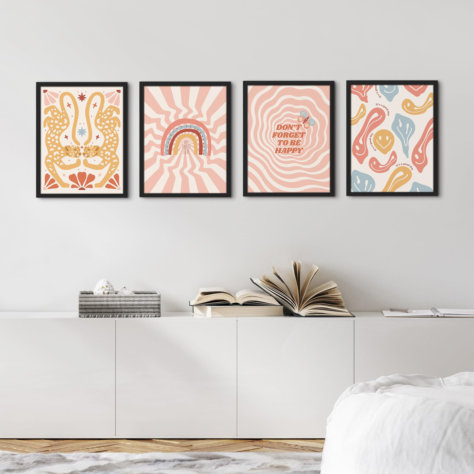 SIGNLEADER Don't Forget To Be Happy Framed On Paper 4 Pieces Print ...