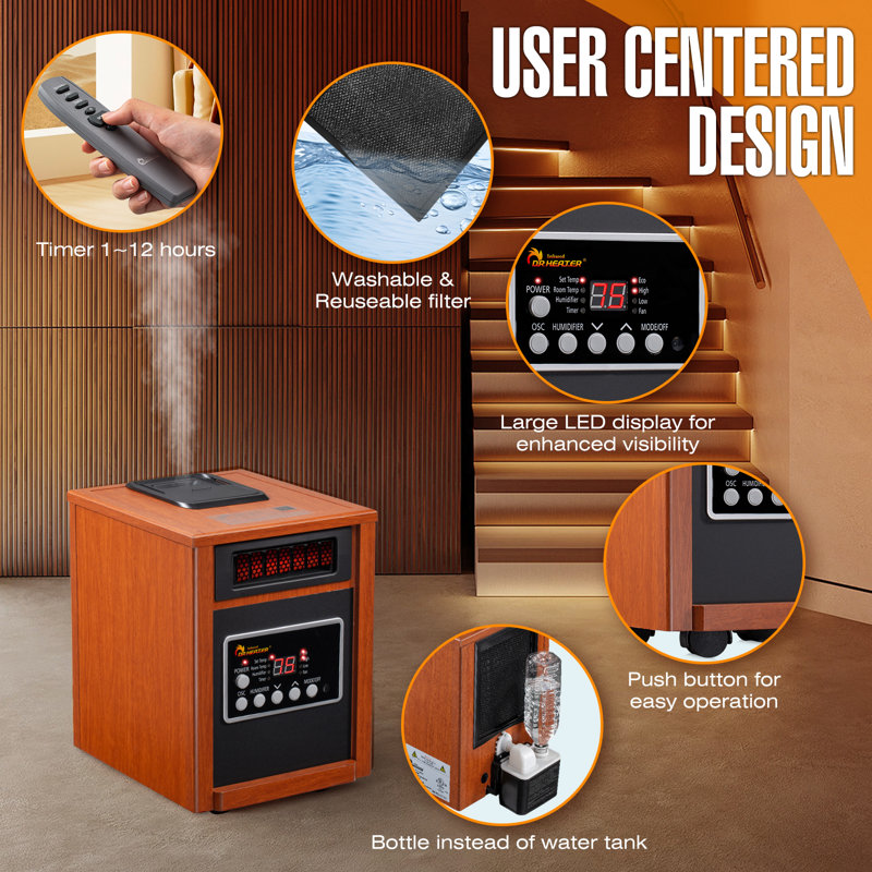 DR. INFRARED HEATER Elite Series DR998, 1500W, Advanced Dual Heating ...