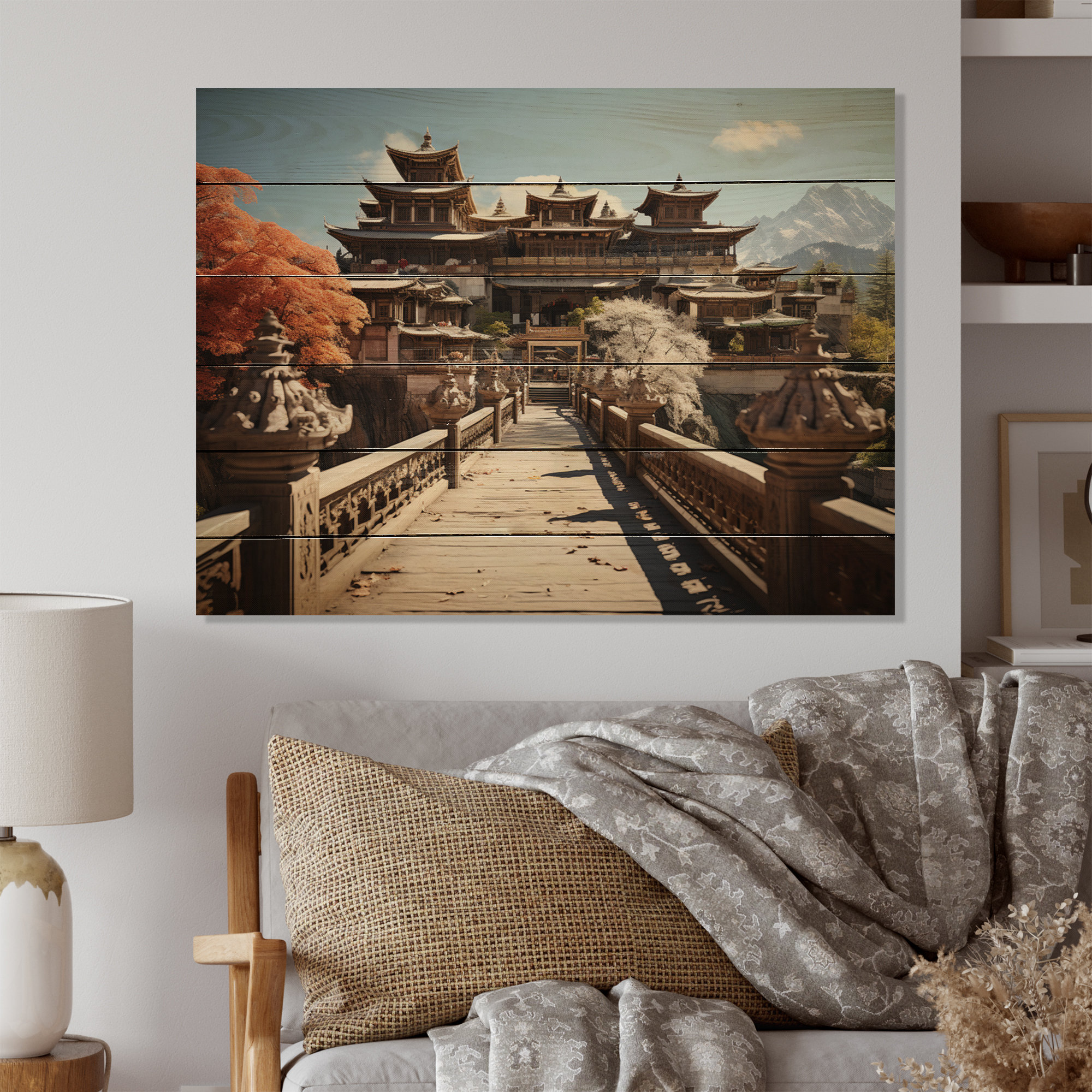 Latitude Run® Asian Art Tibetan Monastery III On Wood Print | Wayfair
