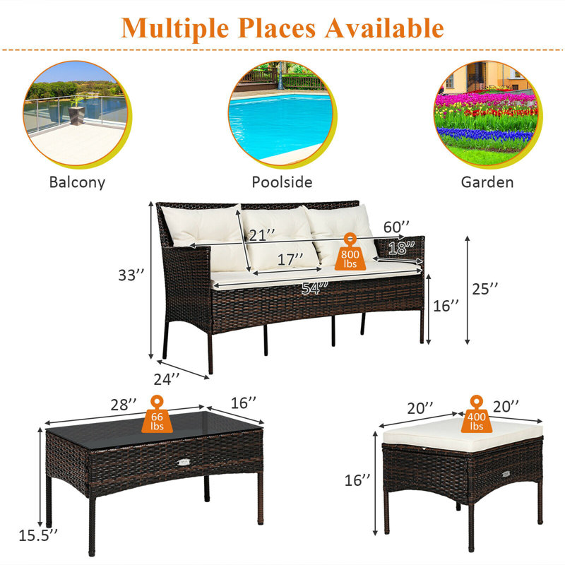 Costway 3 Piece Sofa Seating Group with Cushions & Reviews | Wayfair