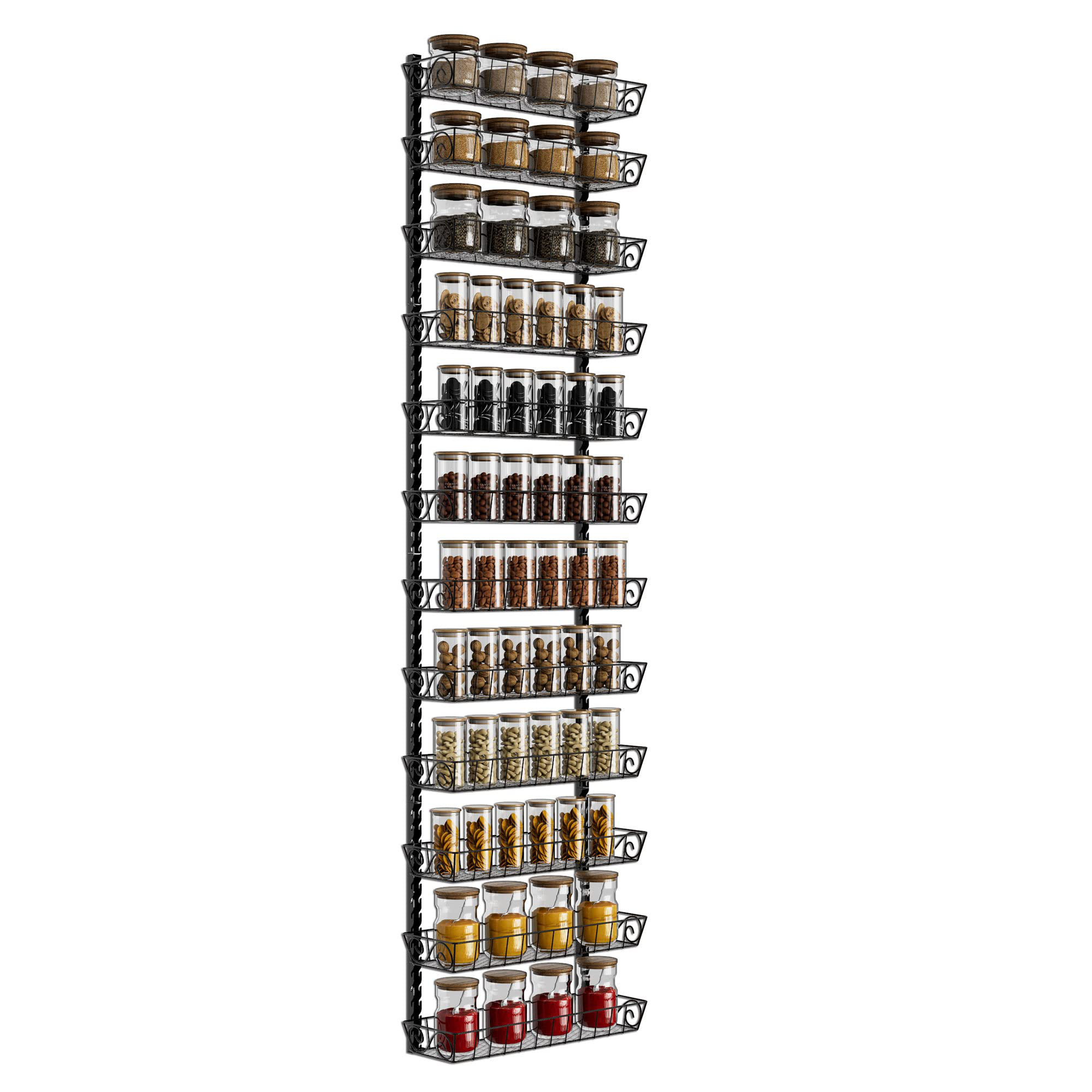 Prep & Savour Adjustable Wall Mount Spice Rack Organizer, 12-Tier Dual ...
