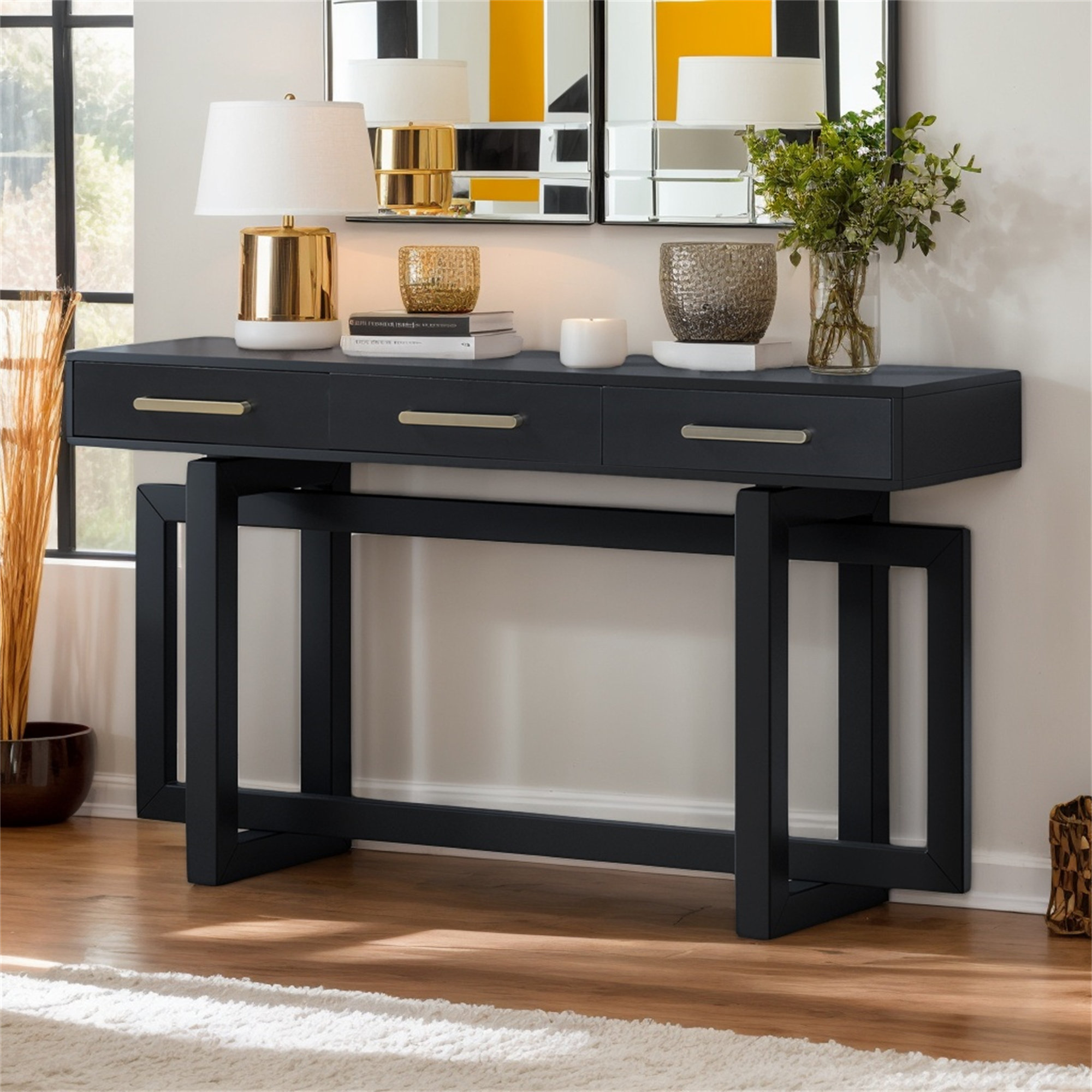 Latitude Run® Elegant Console Table With Three Drawers – Extra Long ...