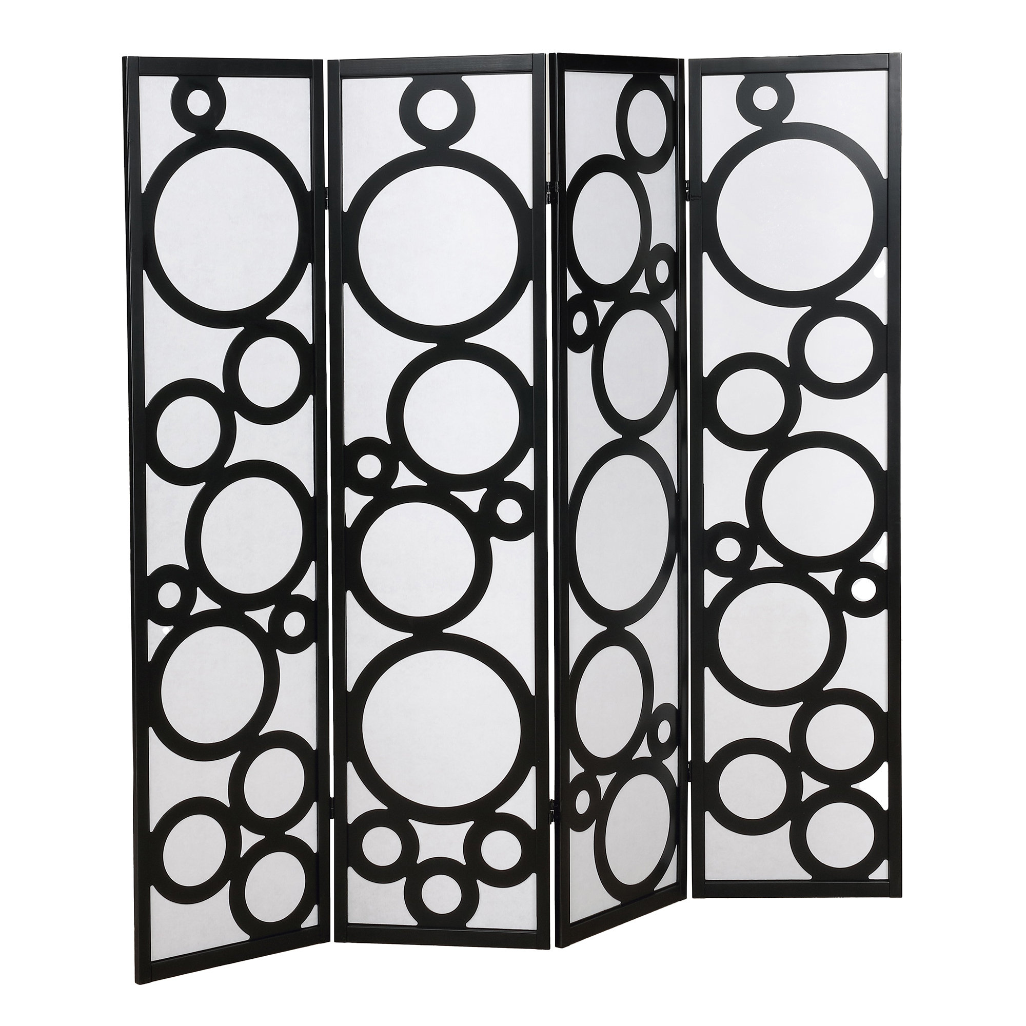 Latitude Run® 4-Panel Circle Pattern Room Divider - Pine Wood Frame ...