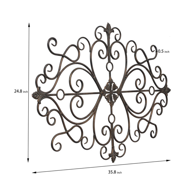 Charlton Home® Vintage Scroll Wrought Iron Wall Decor 36" X 24 ...