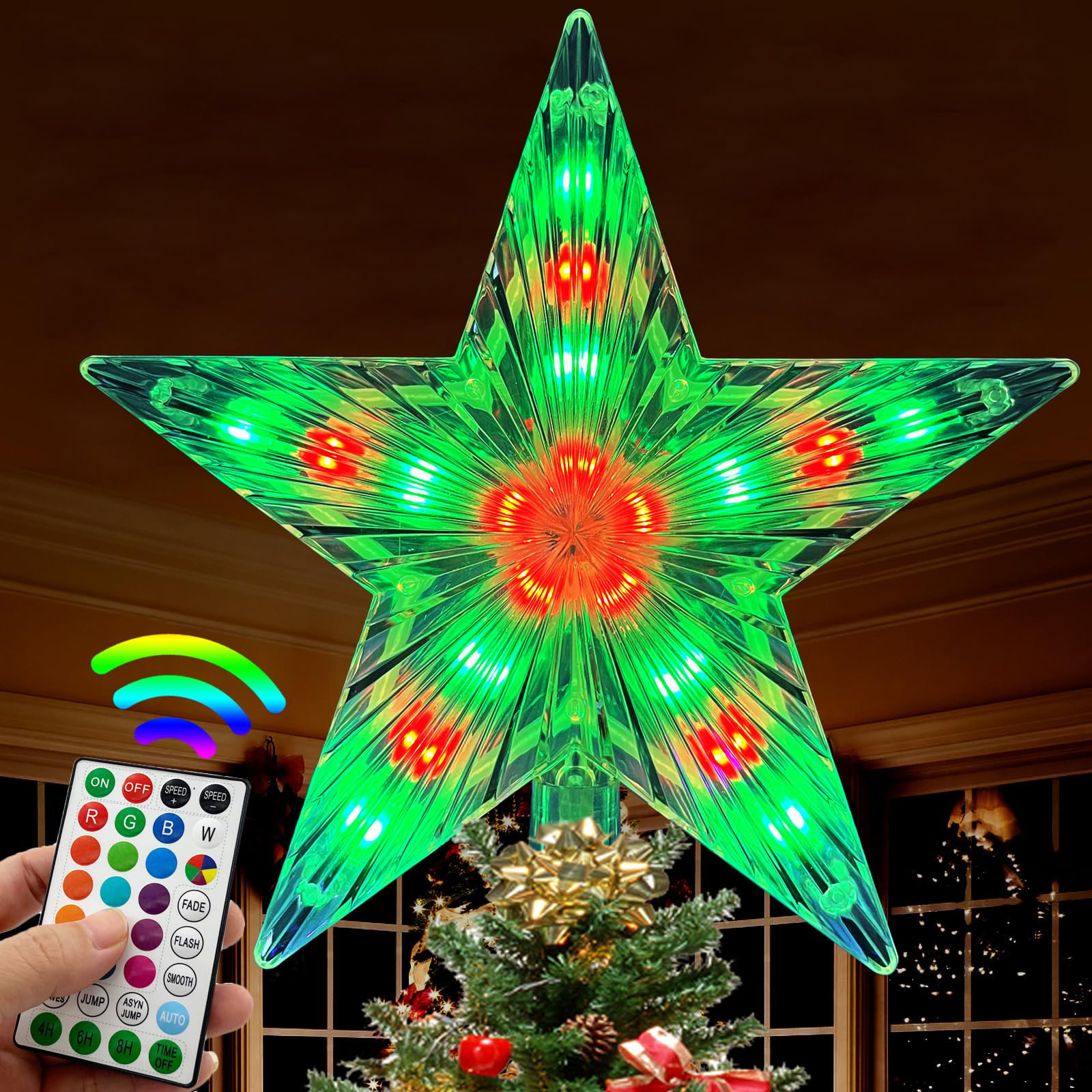The Holiday Aisle® 8.6" Christmas Tree Topper Star, RGB LED Lighted ...