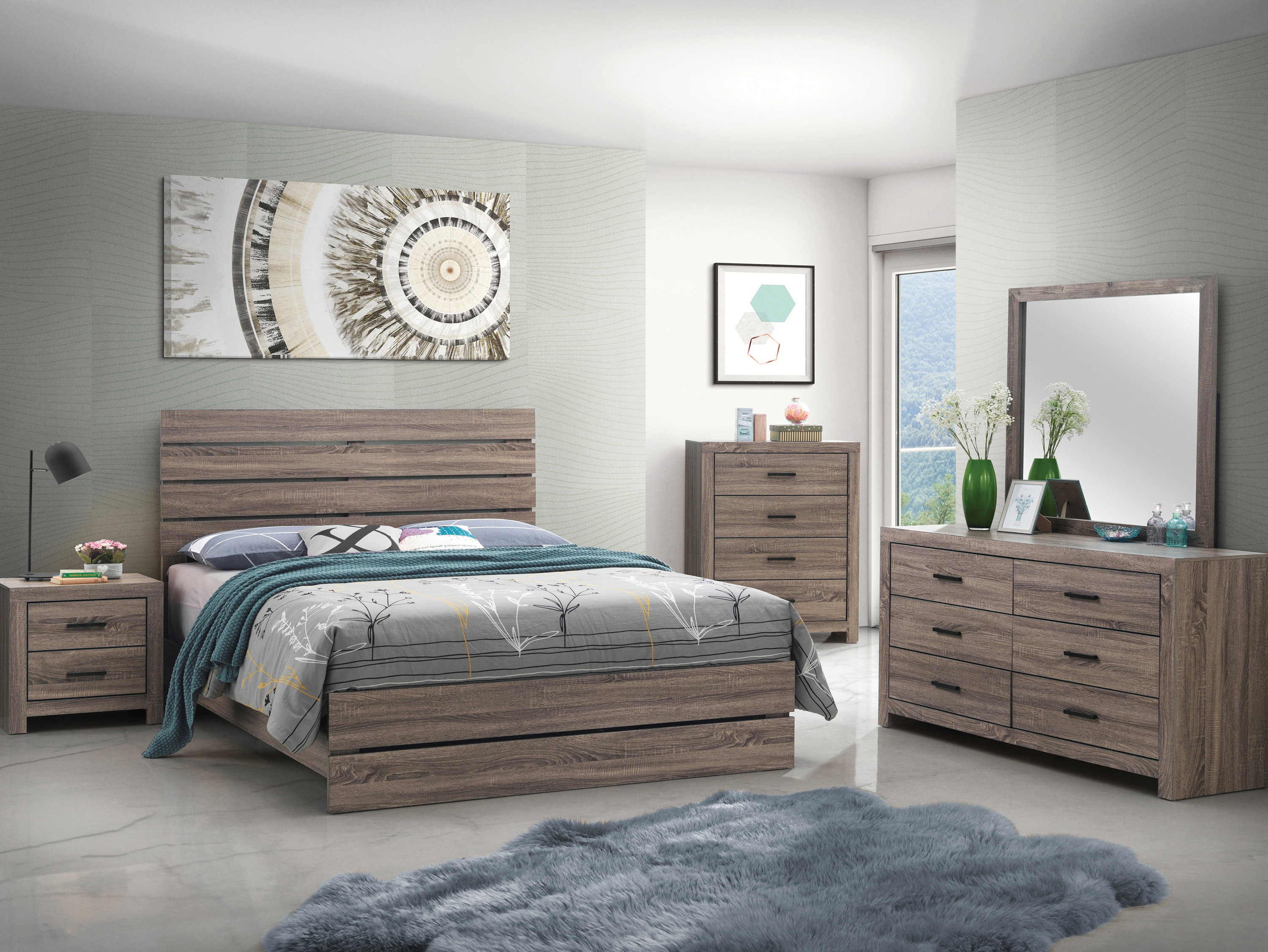 Millwood Pines Braxtin 5 - Piece Bedroom Set in Barrel Oak | Wayfair