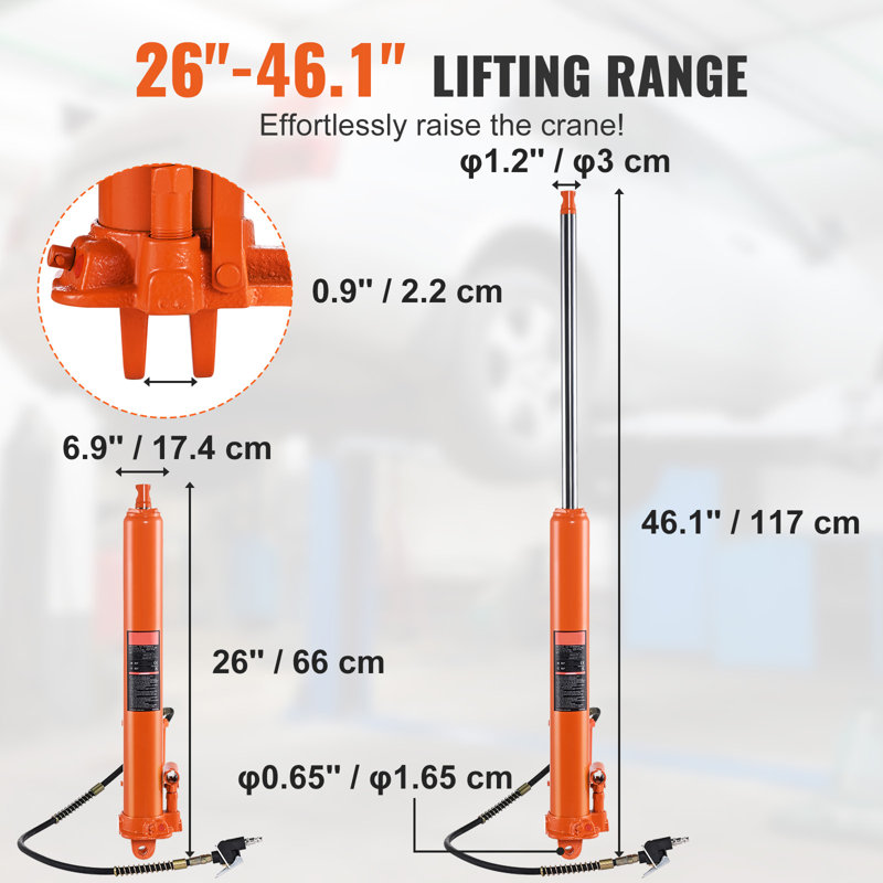 VEVOR Hydraulic Long Ram Jack 8Ton Clevis Base Engine | Wayfair