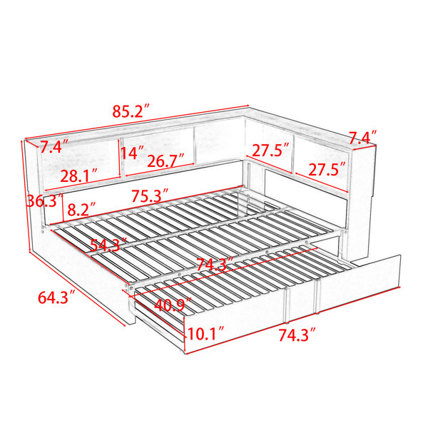 Lark Manor™ Desarai Full Size Metal Daybed with Twin Trundle, Storage ...