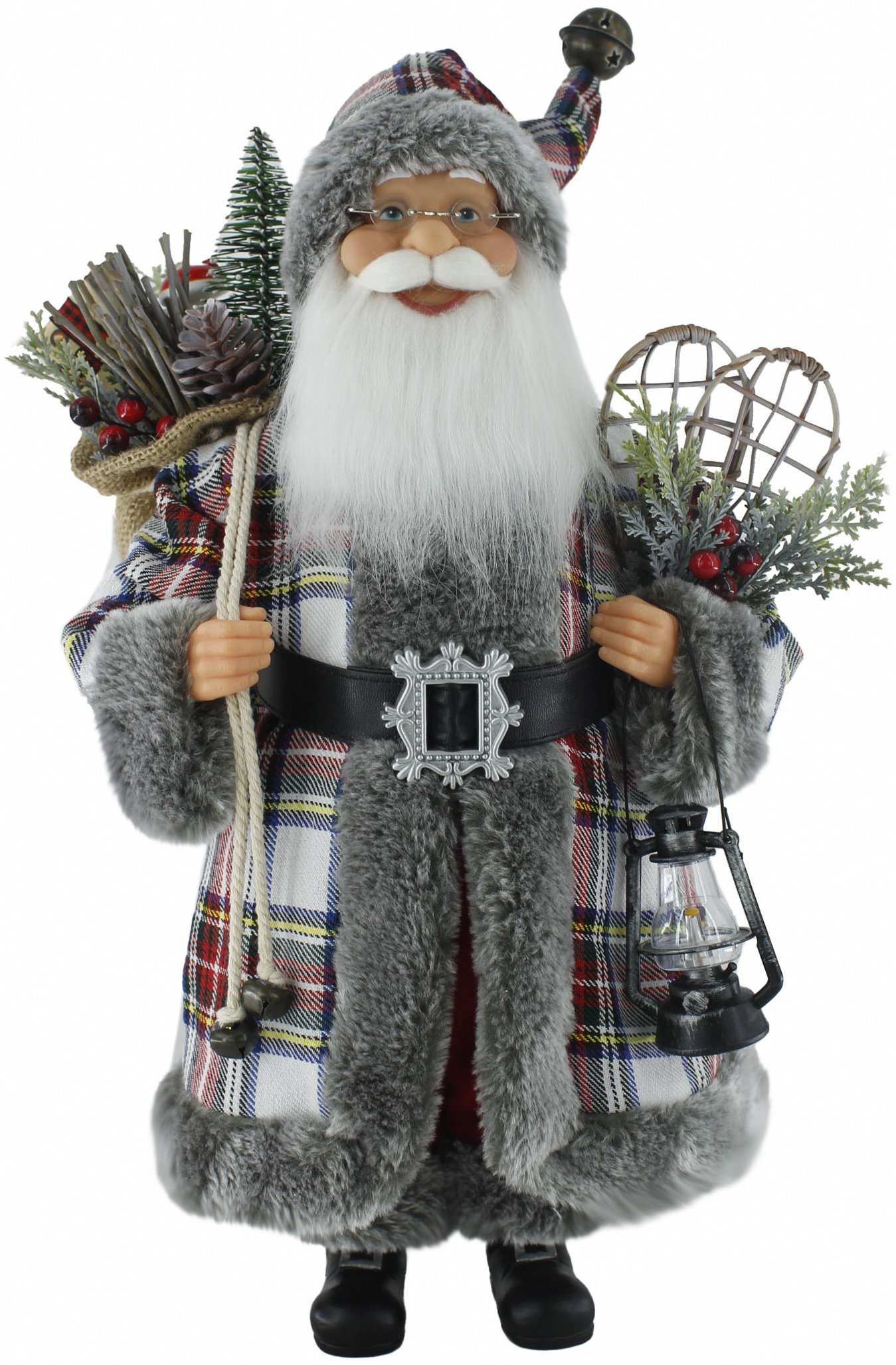 Mercer41 16" Yuletide Tartan Plaid Santa | Wayfair