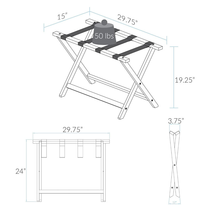 LEGIAT Substantial 30" Exceptionally - Wide Luggage Rack in White | Wayfair