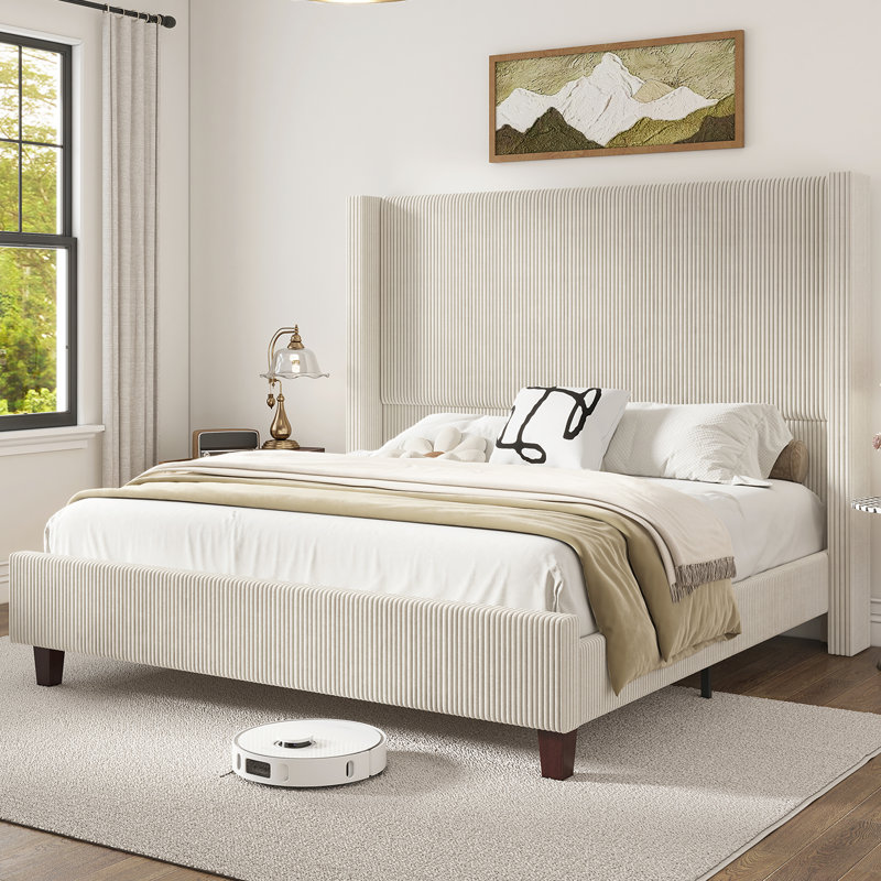 Willa Arlo Interiors Dunwoody Upholstered Wingback Platform Bed ...