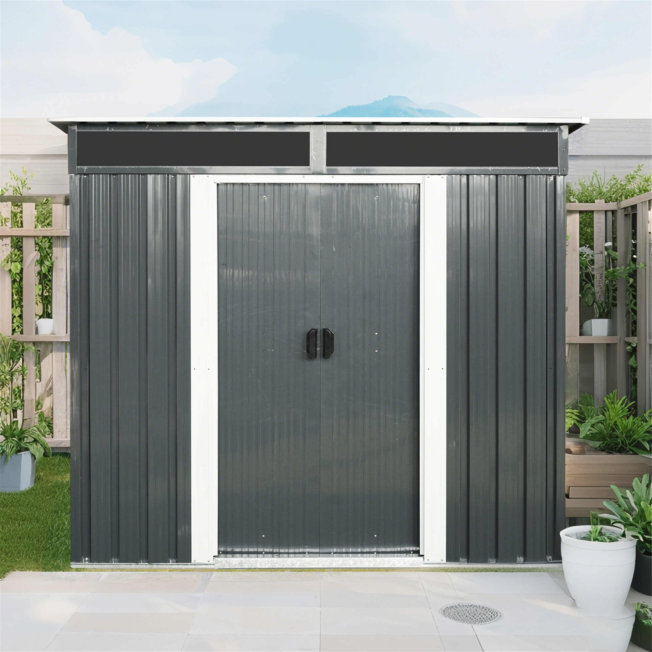 Modern Escapes Decor Outdoor 6ft×5ft Steel Frame Weather-Resist Storage ...