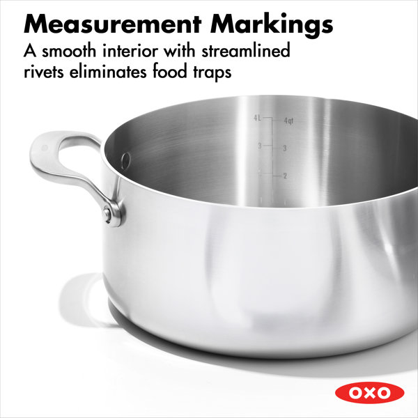 OXO Mira 3-Ply Stainless Steel Cookware Pots And Pans Set, 10-Piece ...