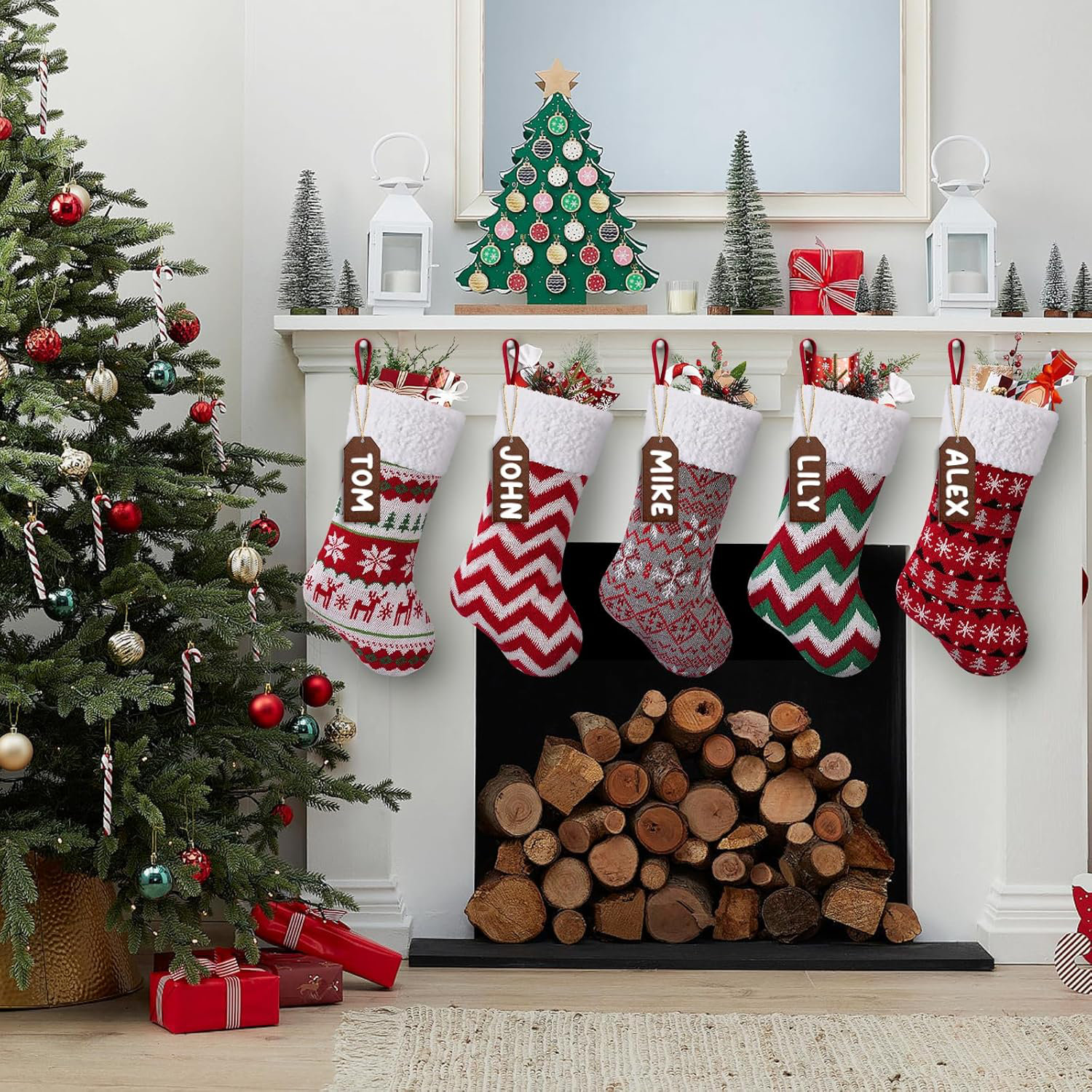 AMIBZ Personalized Christmas Stockings, Large Kids Christmas Stocking ...