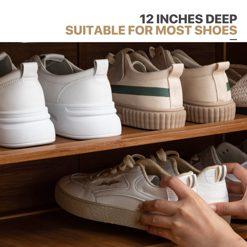 Bay Isle Home™ Bamboo 8-Tiers Shoe Cabinet With Drawer, Shoe Rack ...