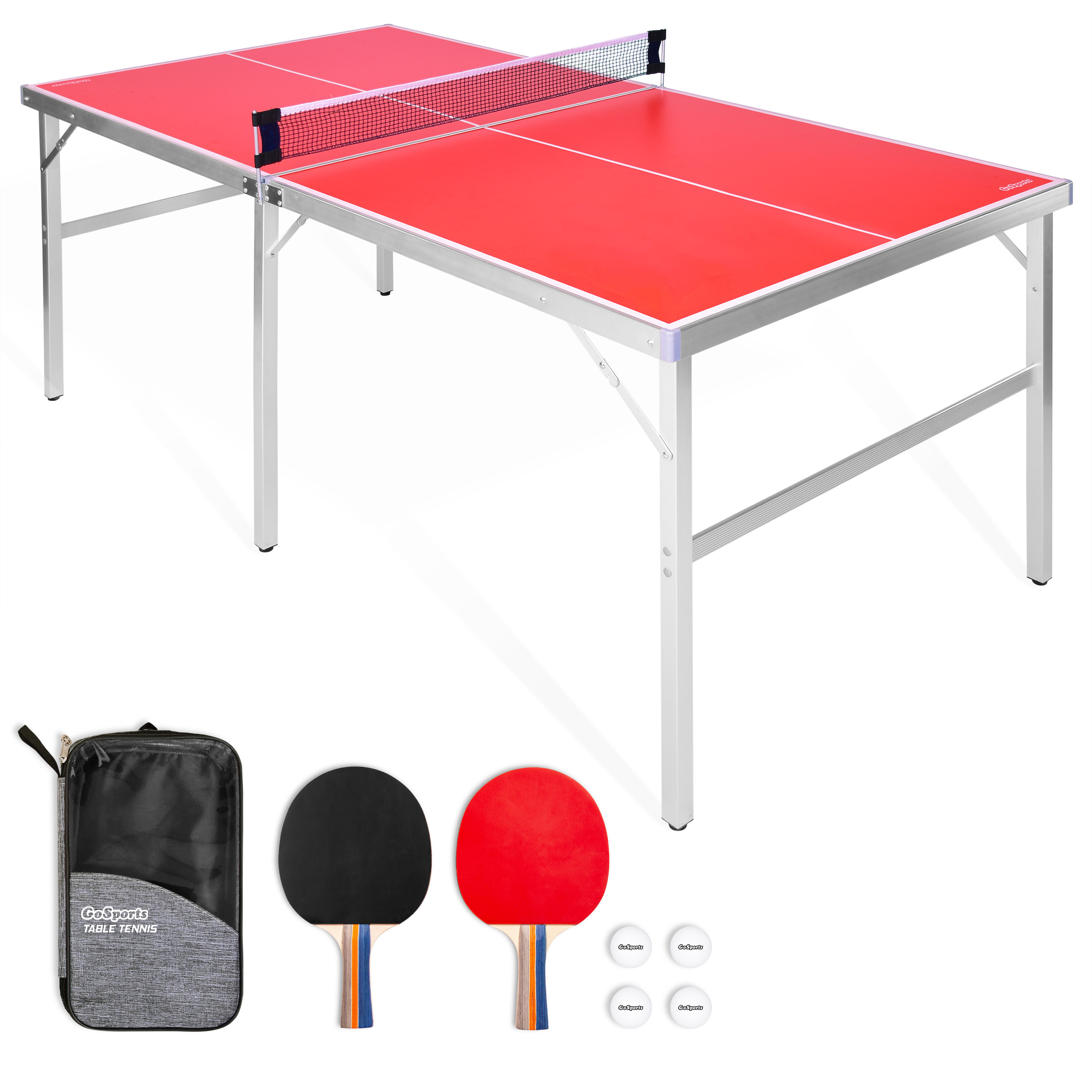 GoSports Foldable Indoor/Outdoor Table Tennis Table with Paddles and ...