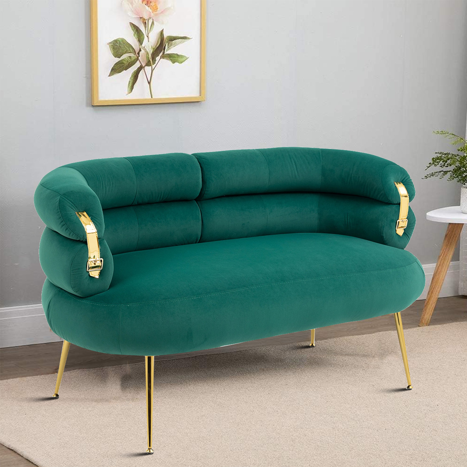 Everly Quinn Minimalist backrests sofa with metal legs for bedrooms ...