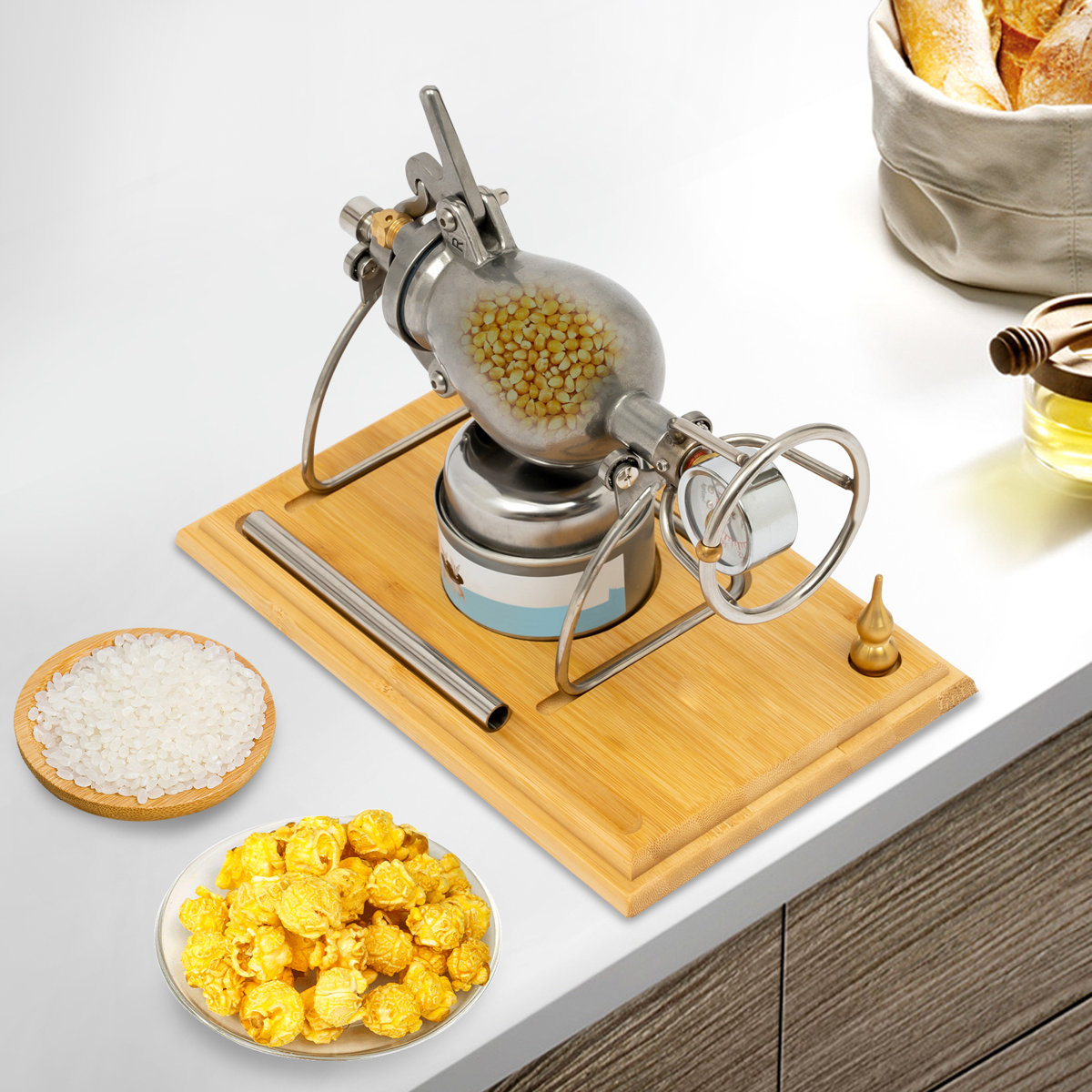 JOYDING Stainless Steel Popcorn Machine Small Vintage Popcorn Machine ...