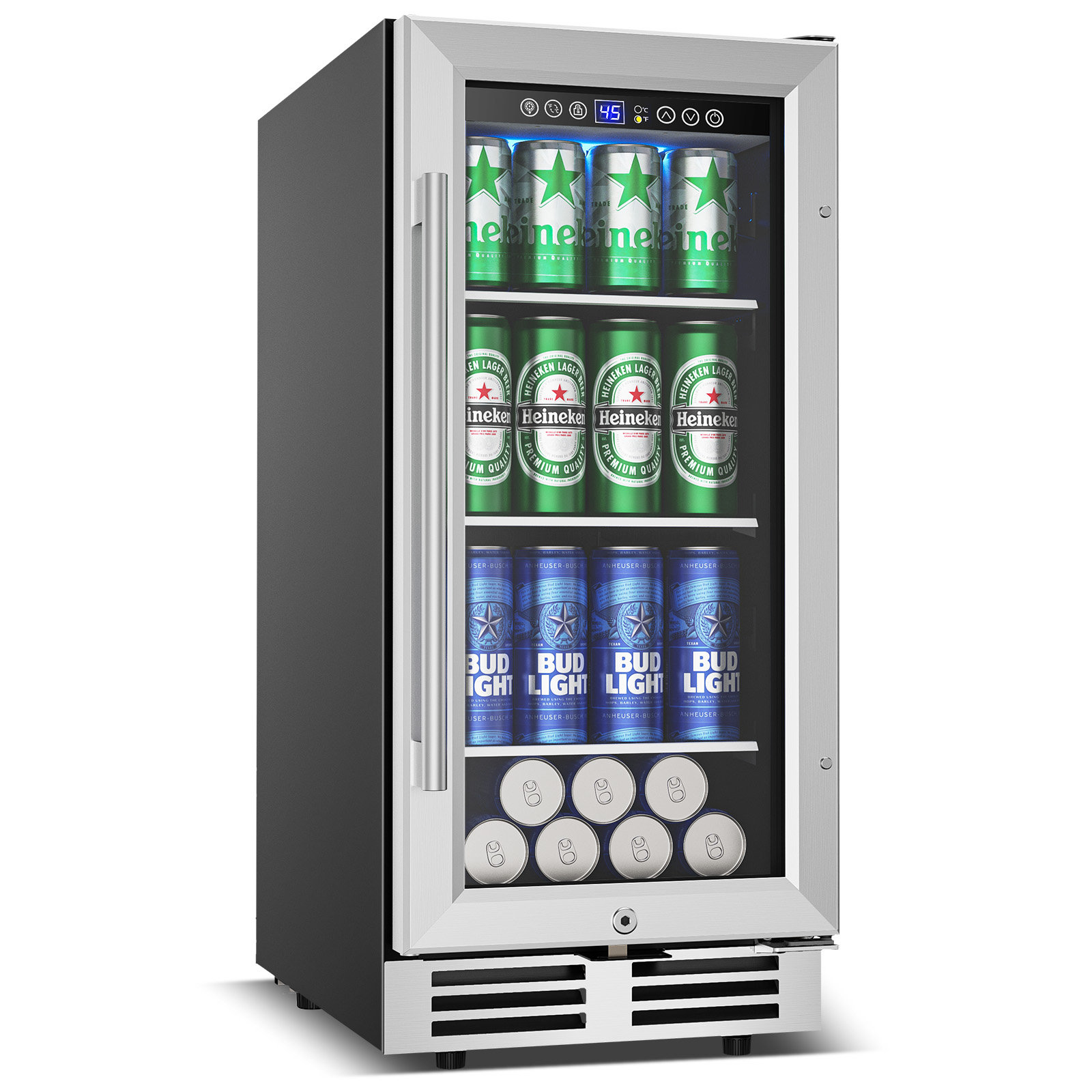 Tittla 15" Beverage Refrigerator - 130 Can Capacity, Reversible Door ...