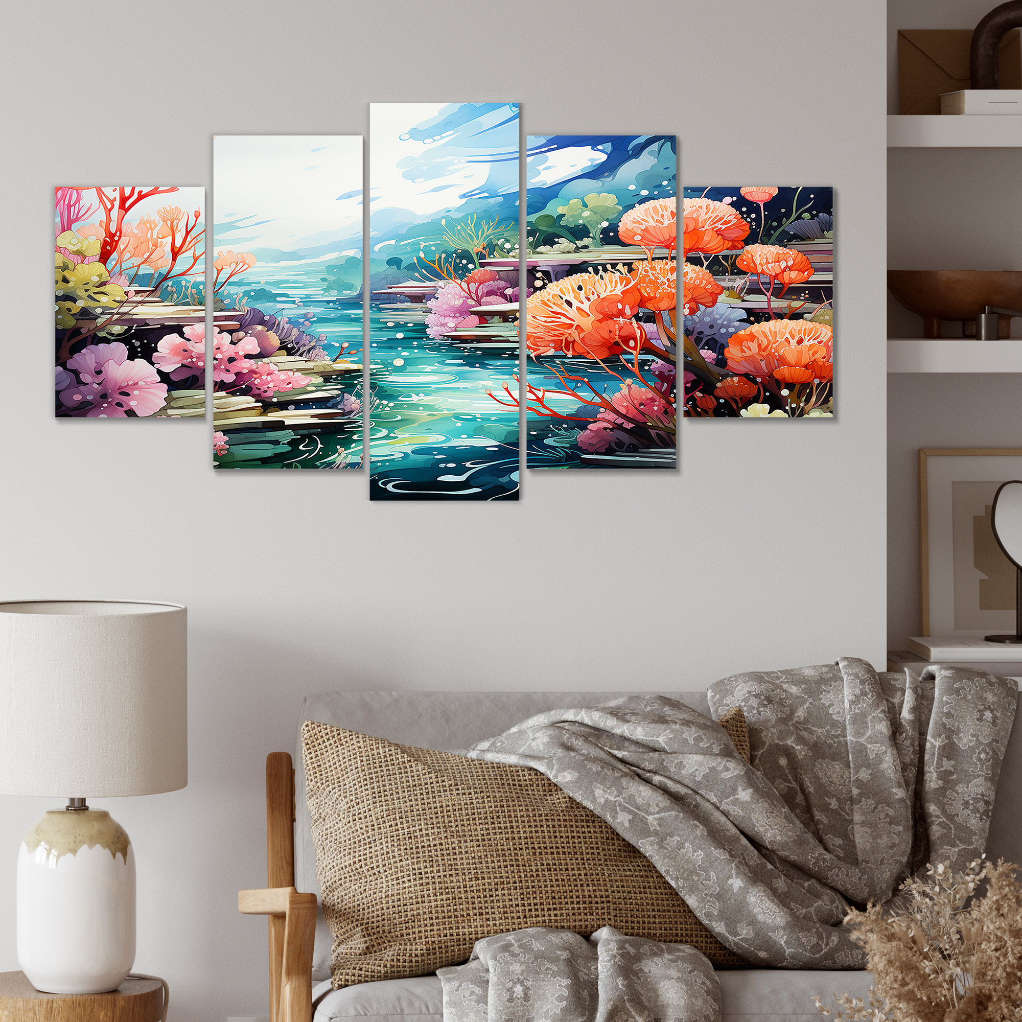 Lark Manor™ Realistic Underwater Coral Garden III - Coral Multipanel ...