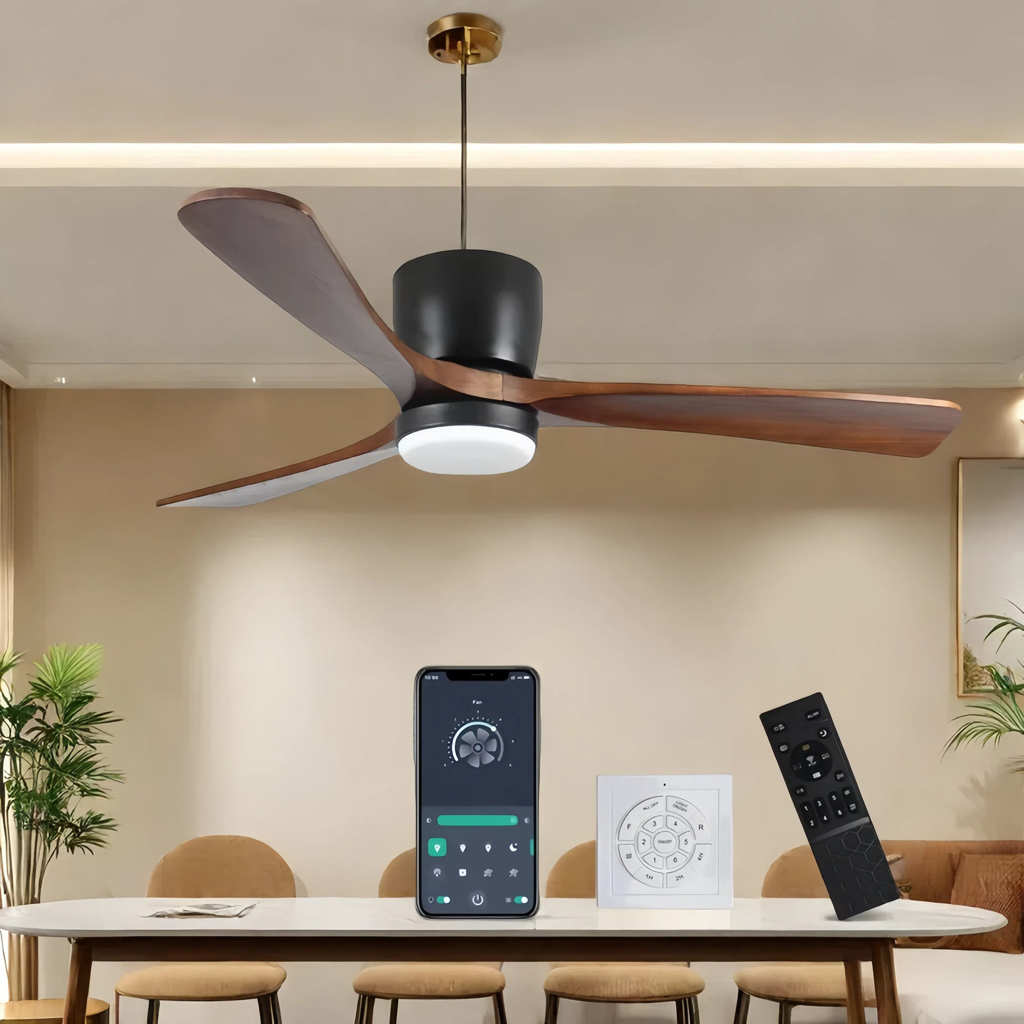 Ivy Bronx Silent Powerhouse: 42" Low-Profile Flush Mount Ceiling Fan ...