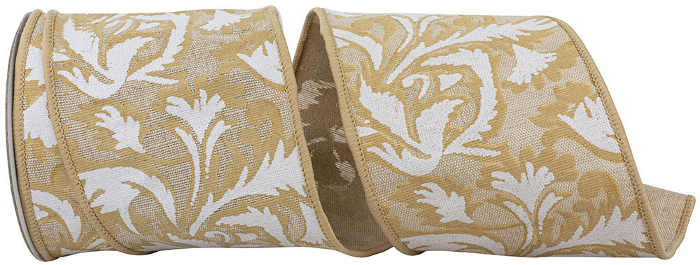 The Holiday Aisle® 4"X5yd Natural Rustic Filigree Linen Deluxe Wired ...