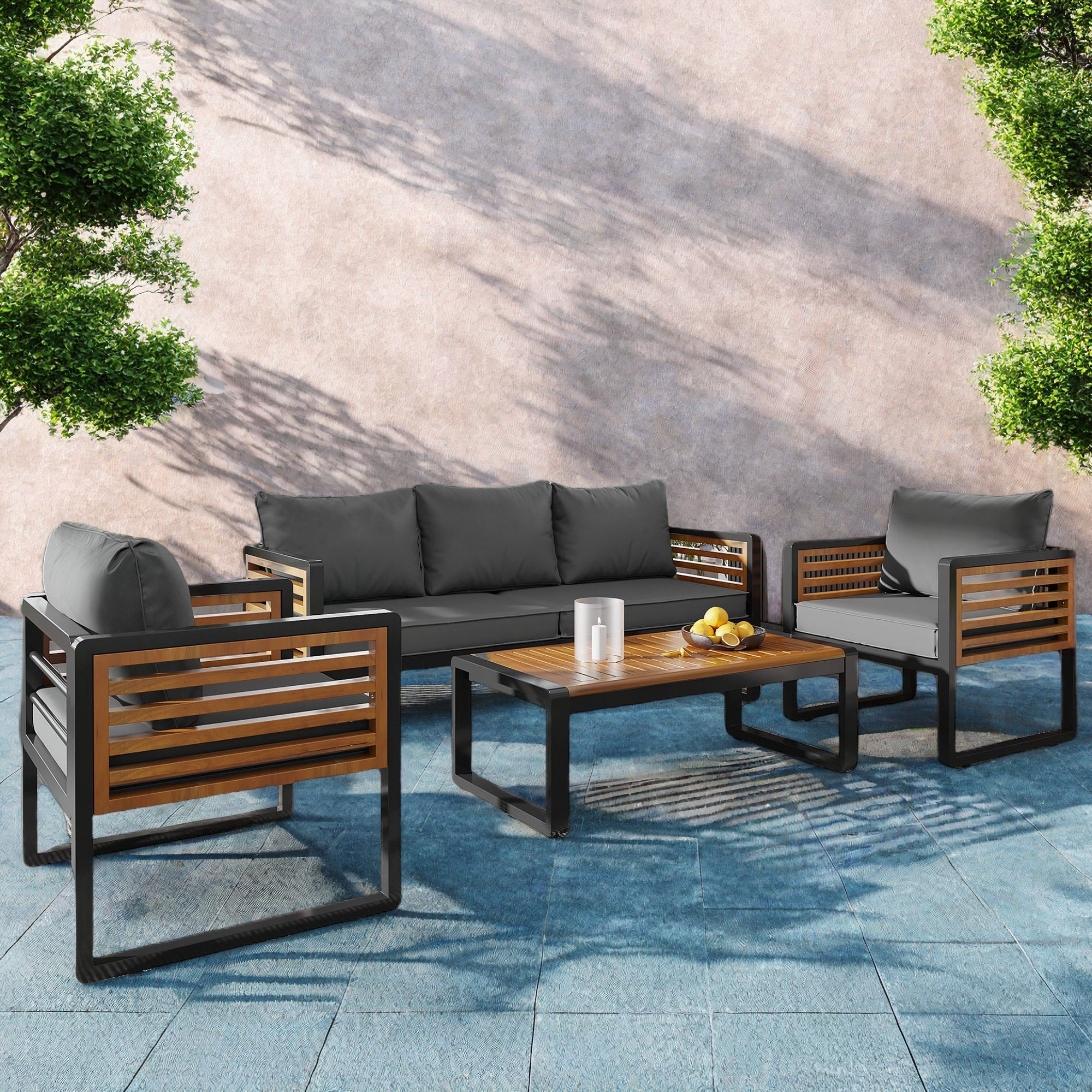 Latitude Run® 4-piece Outdoor Conversation Set With Removable Cushion ...