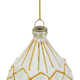 5" Glittered White and Gold Geometric Finial Glass Christmas Ornament ...