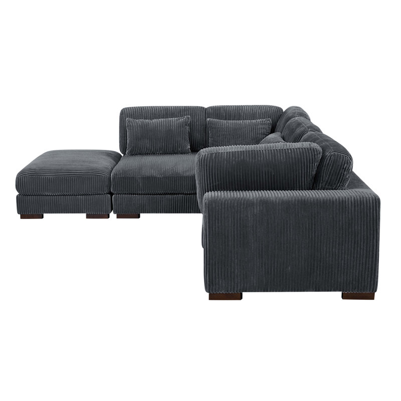 Ebern Designs Beeston 3 - Piece Corduroy Sectional & Reviews | Wayfair