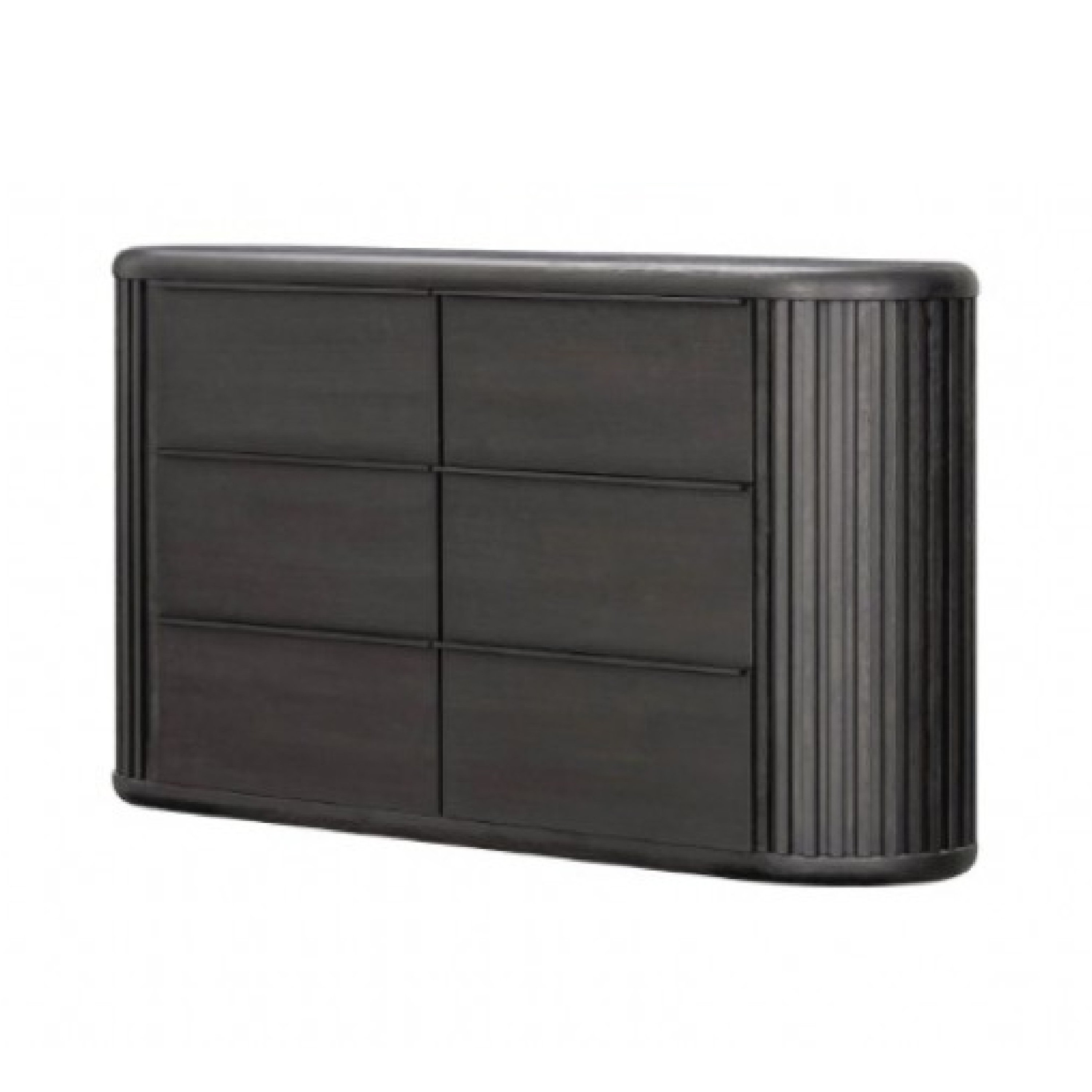 Benjara Sheim Wide Dresser, Modern Fluted Reeded Black Solid Acacia ...