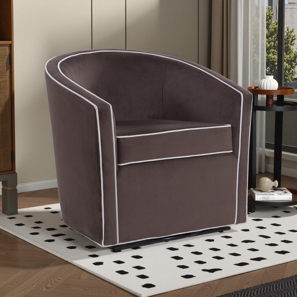 Everly Quinn Kendall Mid-Century Modern Velvet Swivel Accent Chair ...