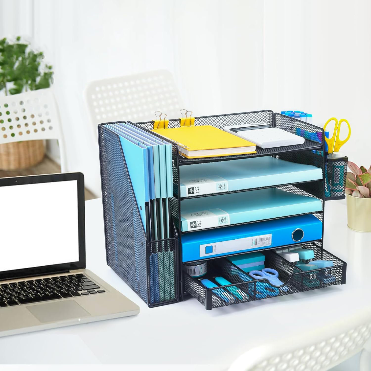 Inbox Zero Desk Organizers with File Holder, 5-Tier Paper Organizer ...