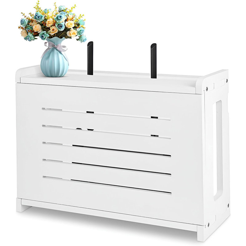 CHUANGWENYI Wooden Router Shelf Wall Mount Wifi Router Storage Box ...