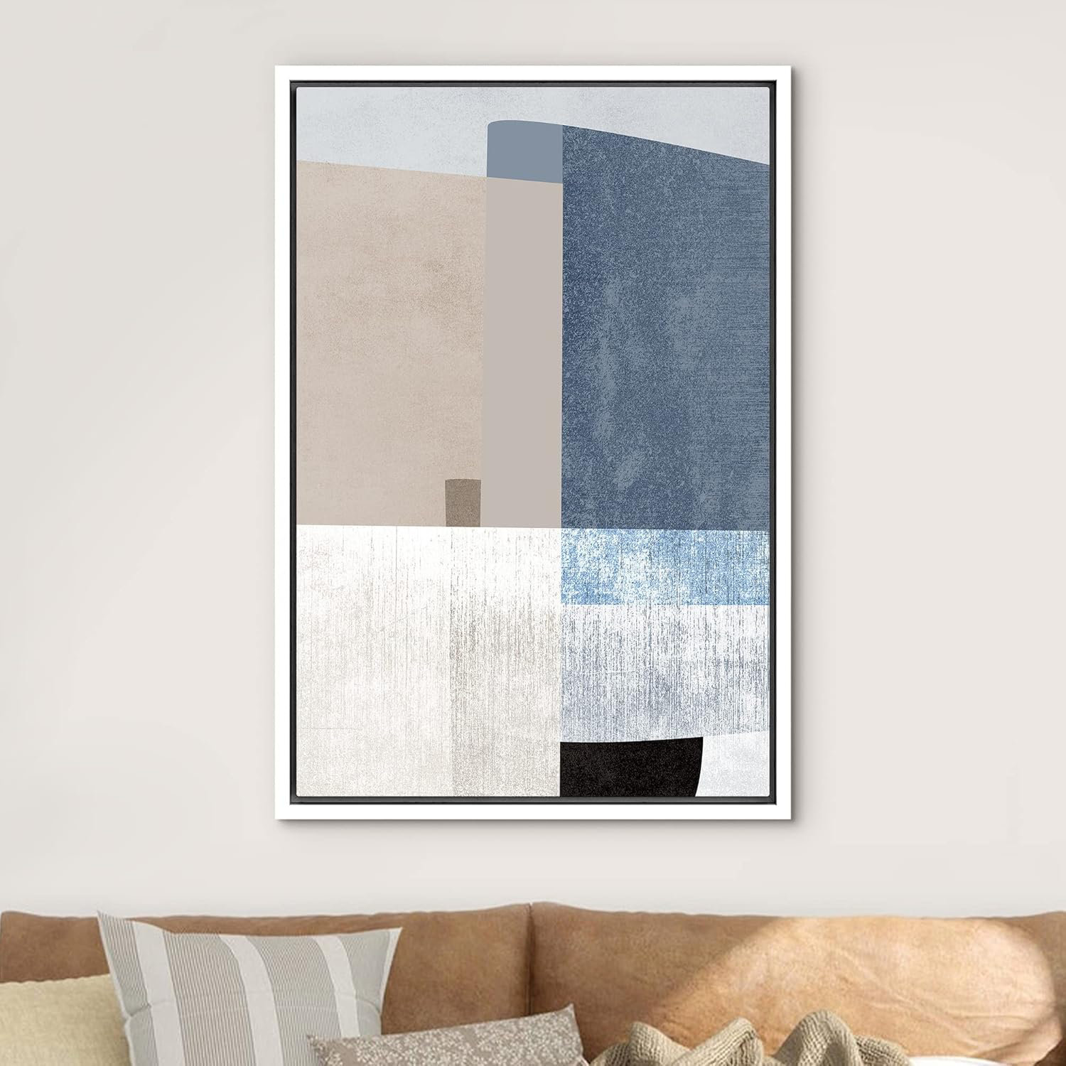 IDEA4WALL Mid Century Shape Blue Mid-Century Modern Polygon Collage ...