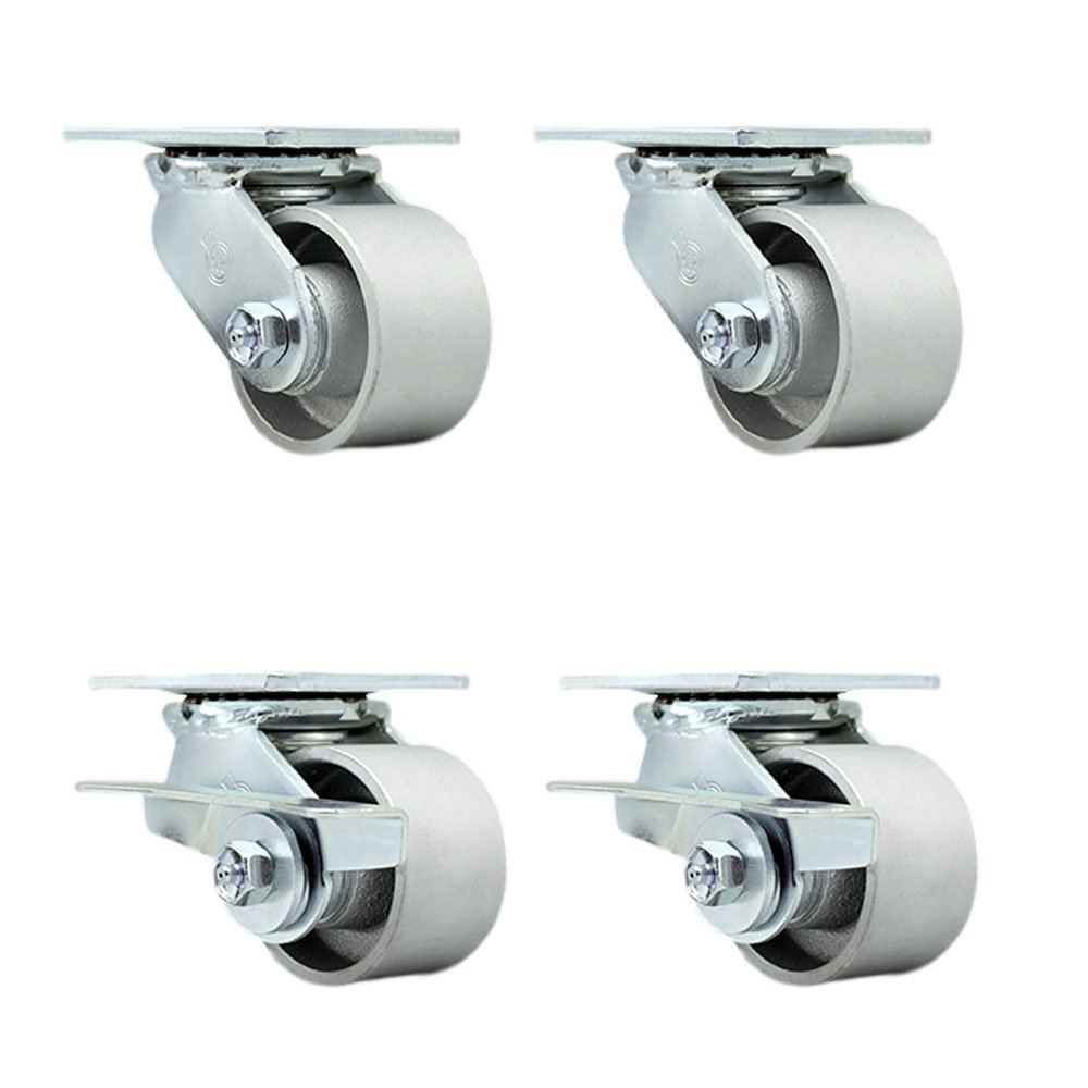 Service Caster 4 Piece Semi Steel Caster Set with Ball Bearings and ...