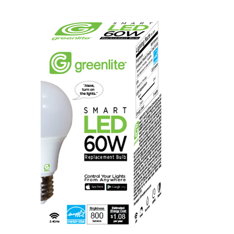 Greenlite Voice-Enabled 60 Watt Equivalent A19 E26/Medium (Standard ...