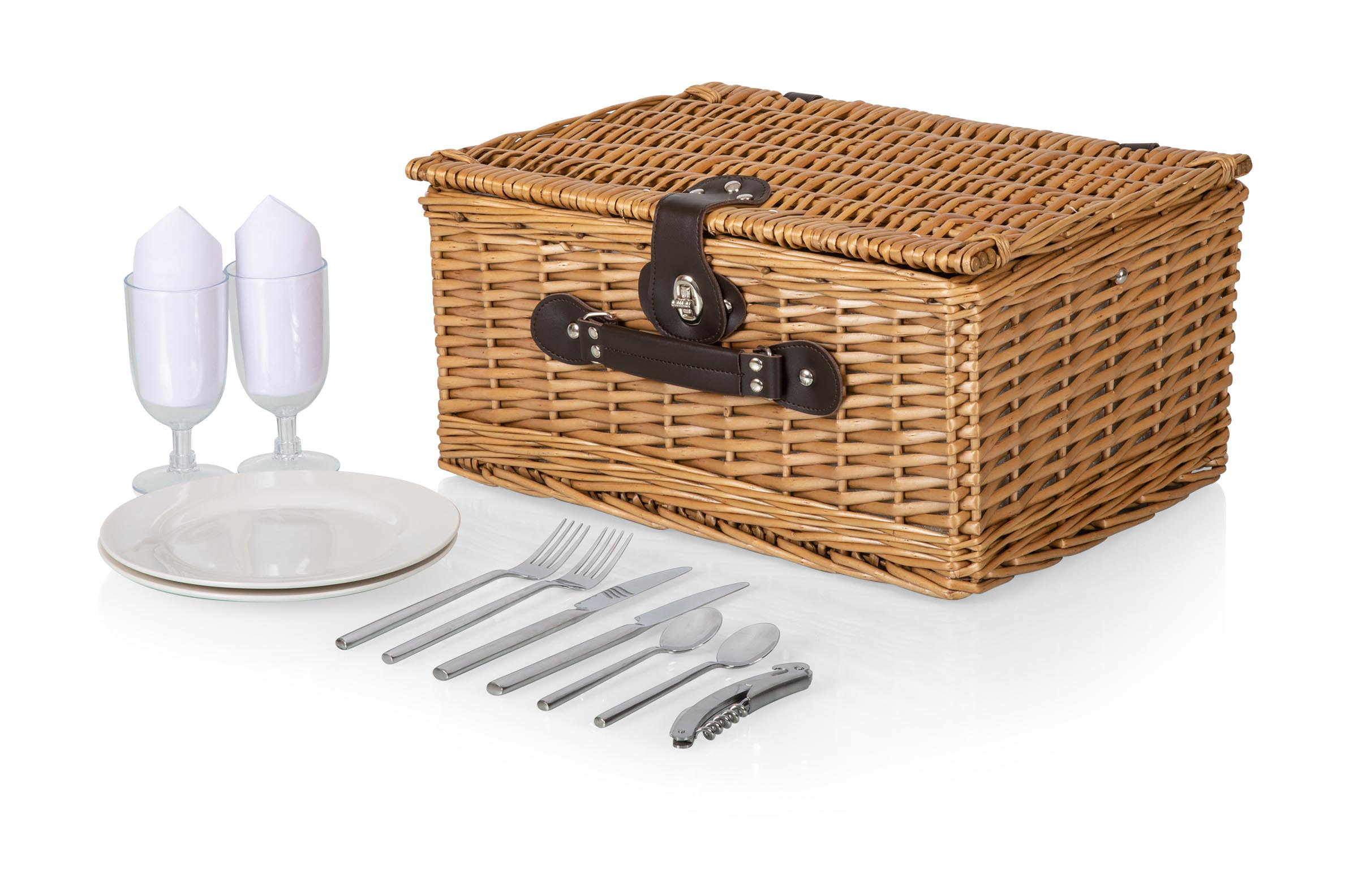 Picnic Time Classic Willow Wicker Picnic Basket - Romantic Picnic Set ...