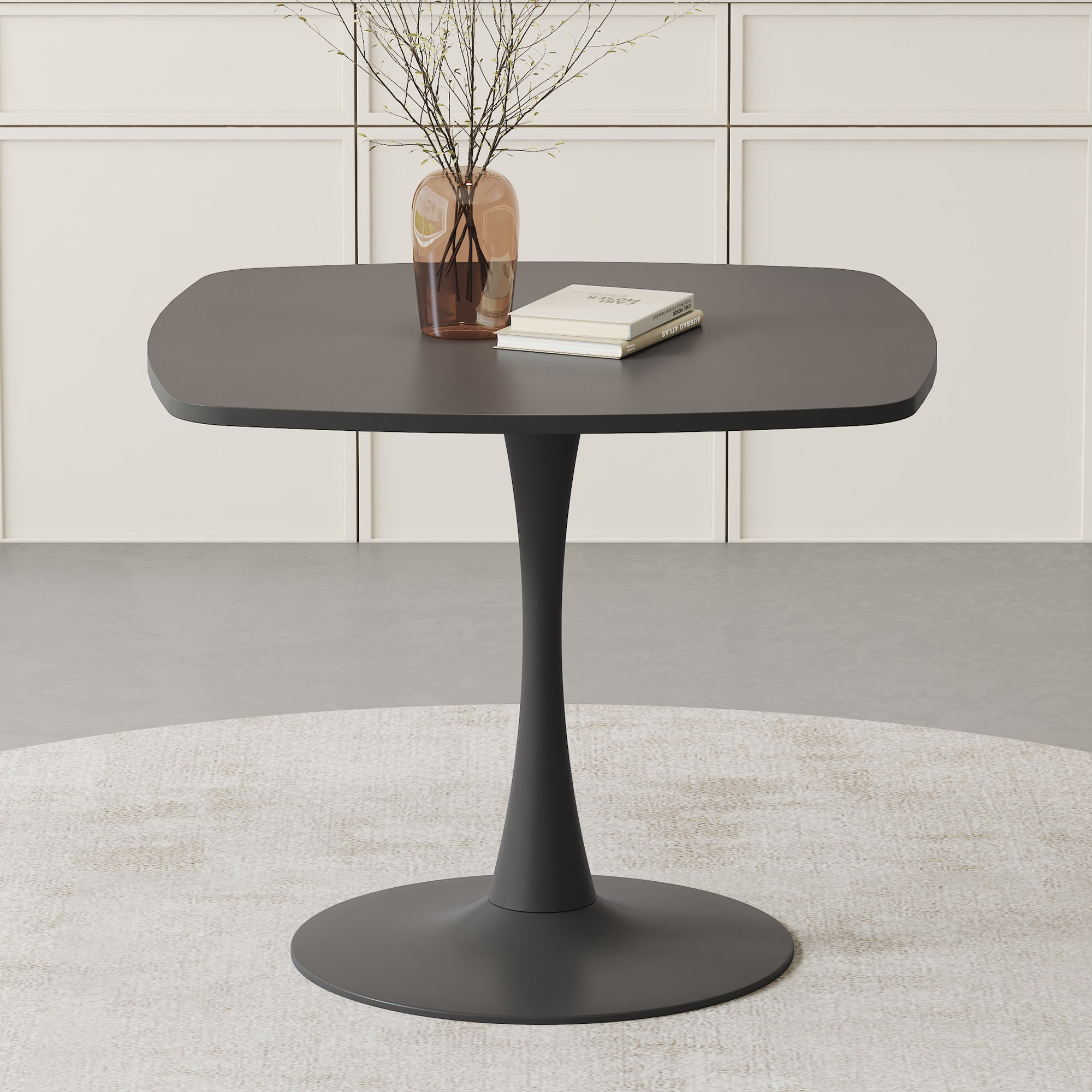 FOHUMA Modern Square Dining Table With MDF Top And Metal Base | Wayfair