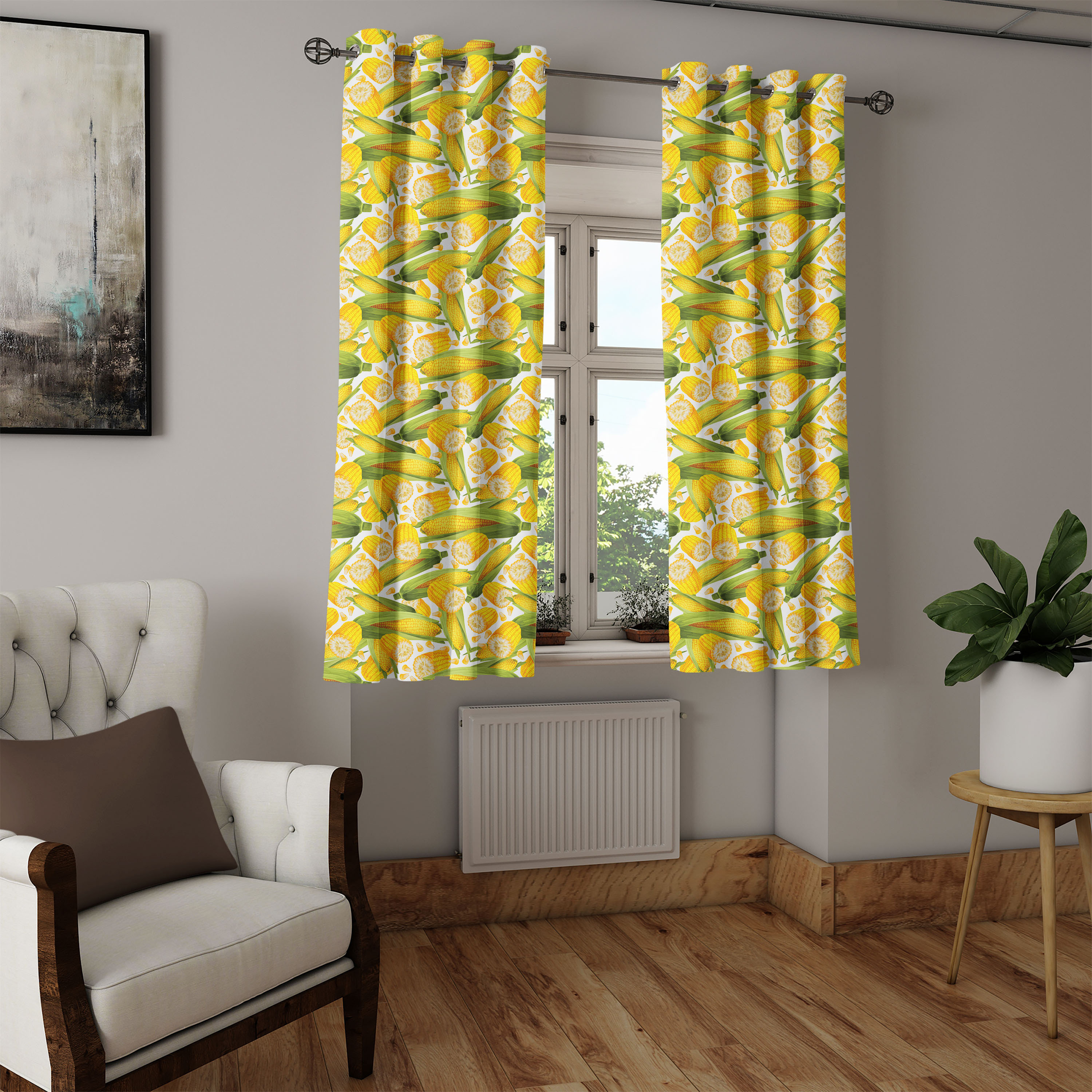 East Urban Home Corn Grommet Curtain Decorative 2-Panel Window Drapes ...