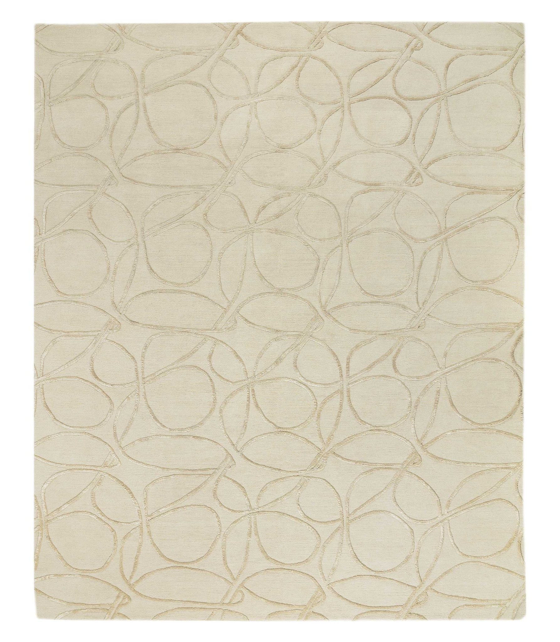 Tufenkian Clover Geometric Hand-Knotted Wool/Silk Beige/Neutral Area ...