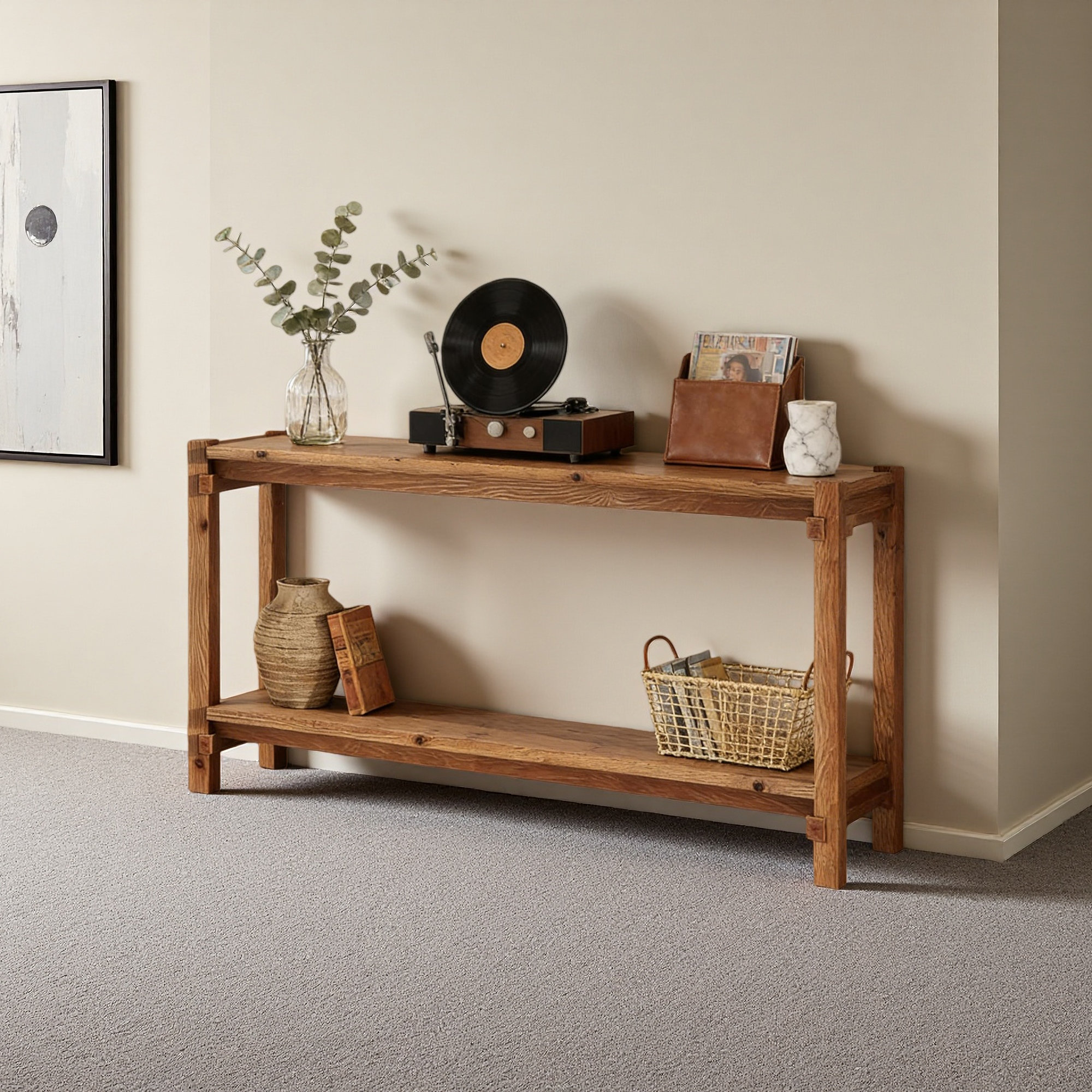 Latitude Run® Couch Side Table,Console Table,Entryway Table,2-Tier ...