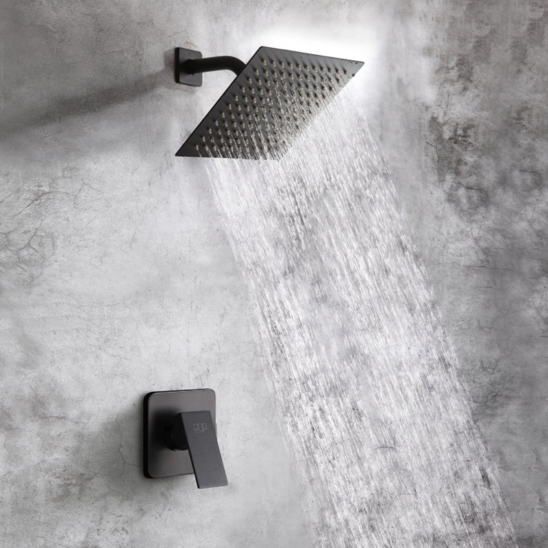 POP Sanitary ware Matte Black Shower Faucet Set, Bathroom Rainfall ...