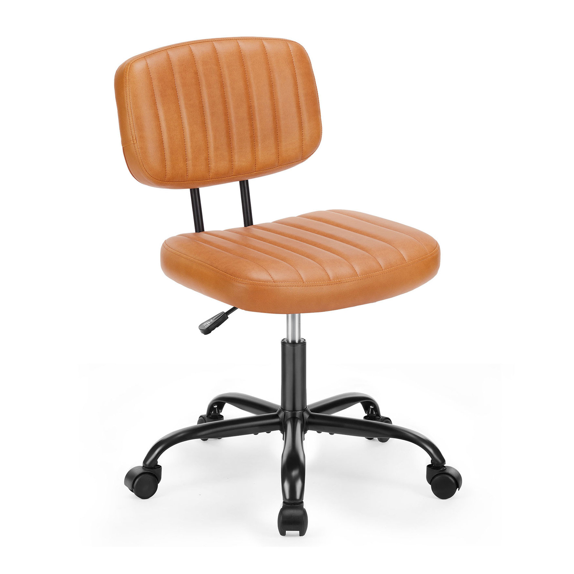 George Oliver PU Leather Low Back Task Chair Small Home Office Chair ...