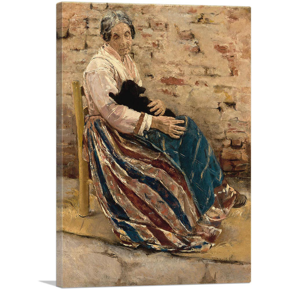 ARTCANVAS An Old Woman With Cat 1878 On Canvas by Max Lieberman Print ...