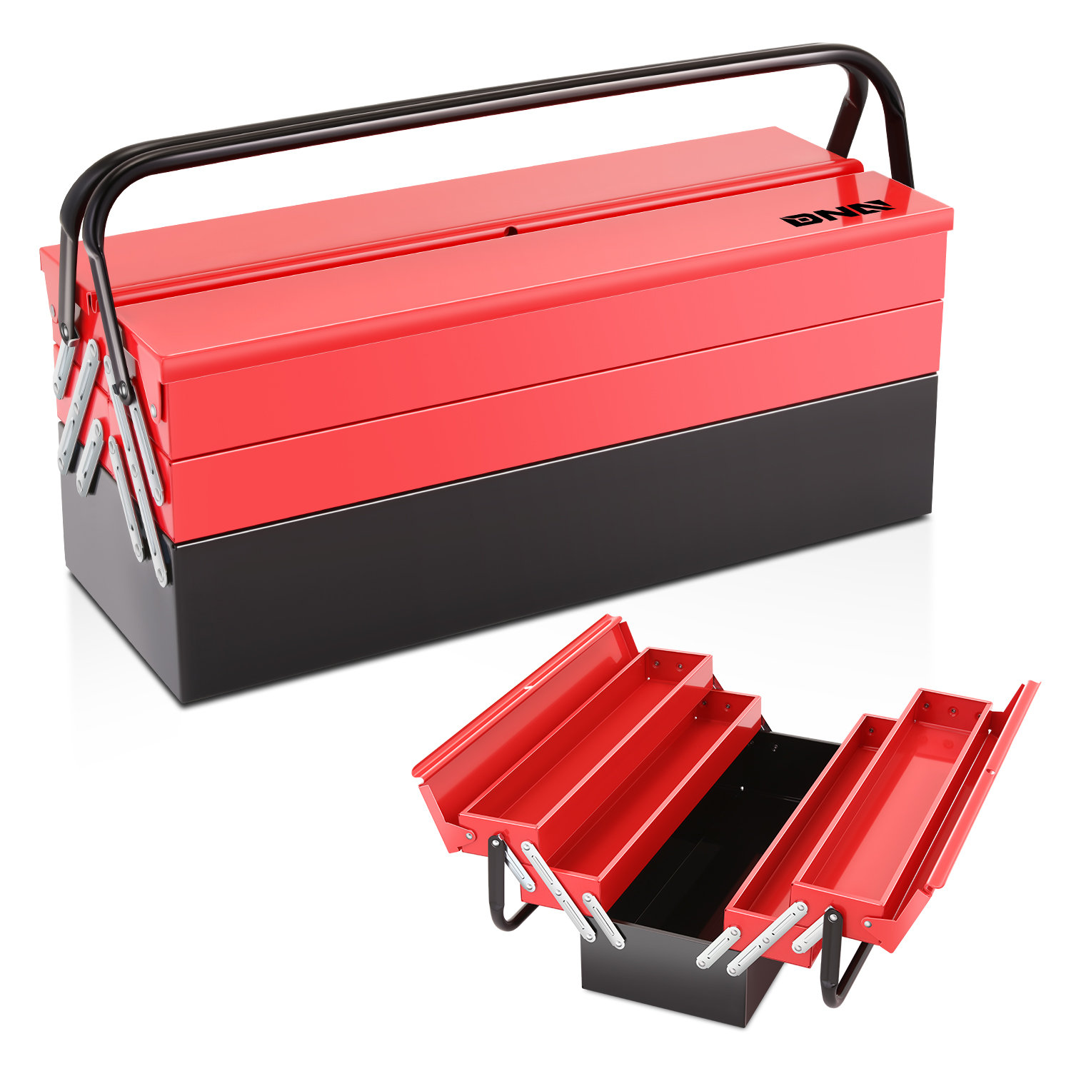 DNA Motoring 21 Inch Metal Tool Box Multi-Function Folding Organizer ...